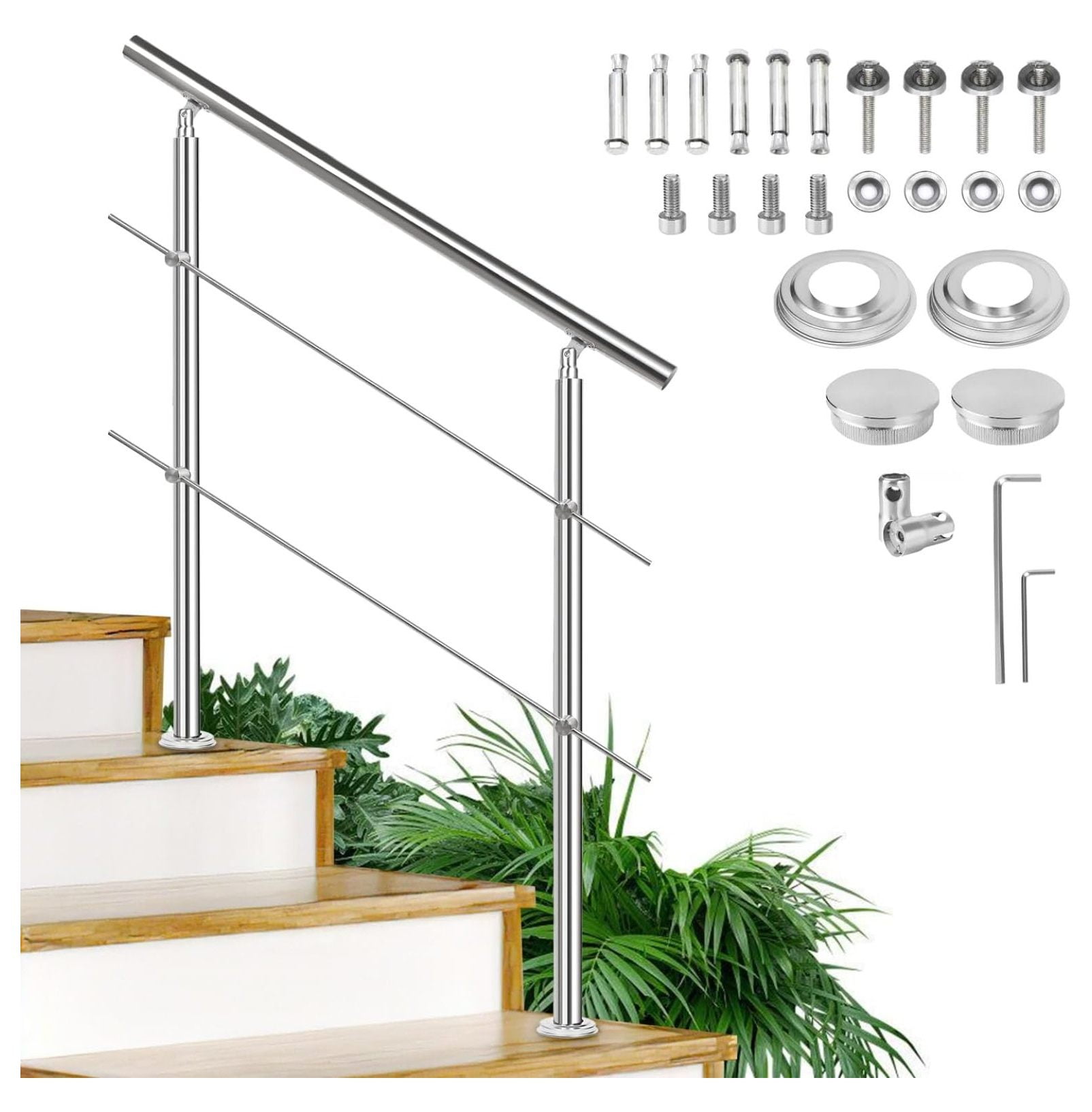 Stainless Steel Handrail 31.5’’x42’’, Metal Balustrade Hand Railing ...