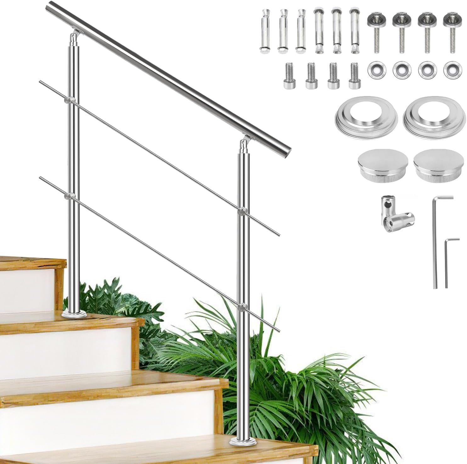 Stainless Steel Handrail 31.5’’x42’’, Metal Balustrade Hand Railing ...