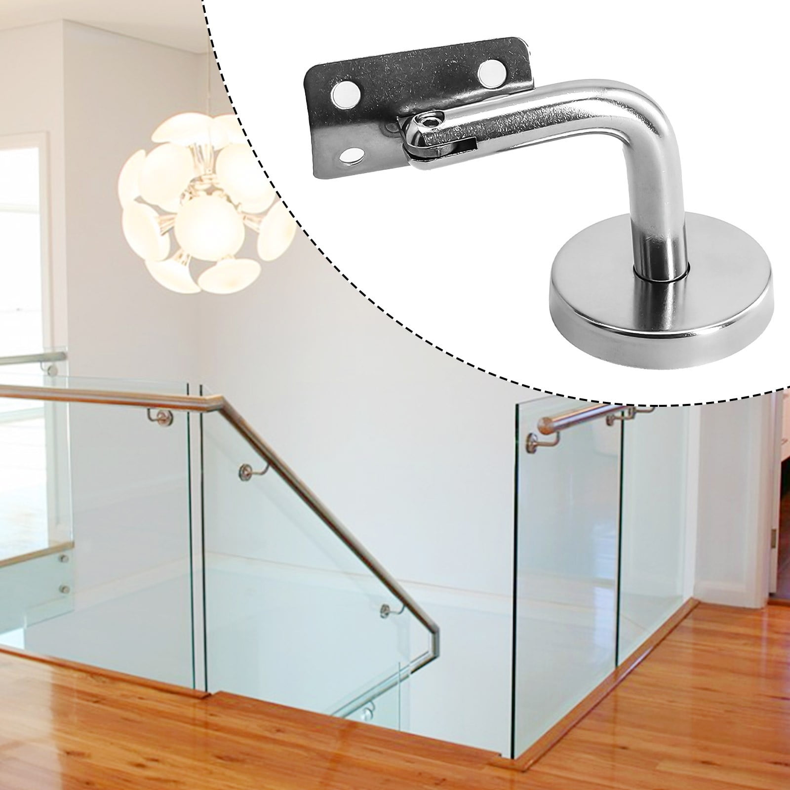 Stainless Steel Handrail Bracket Glass Balustrade Stair Wall Glass ...