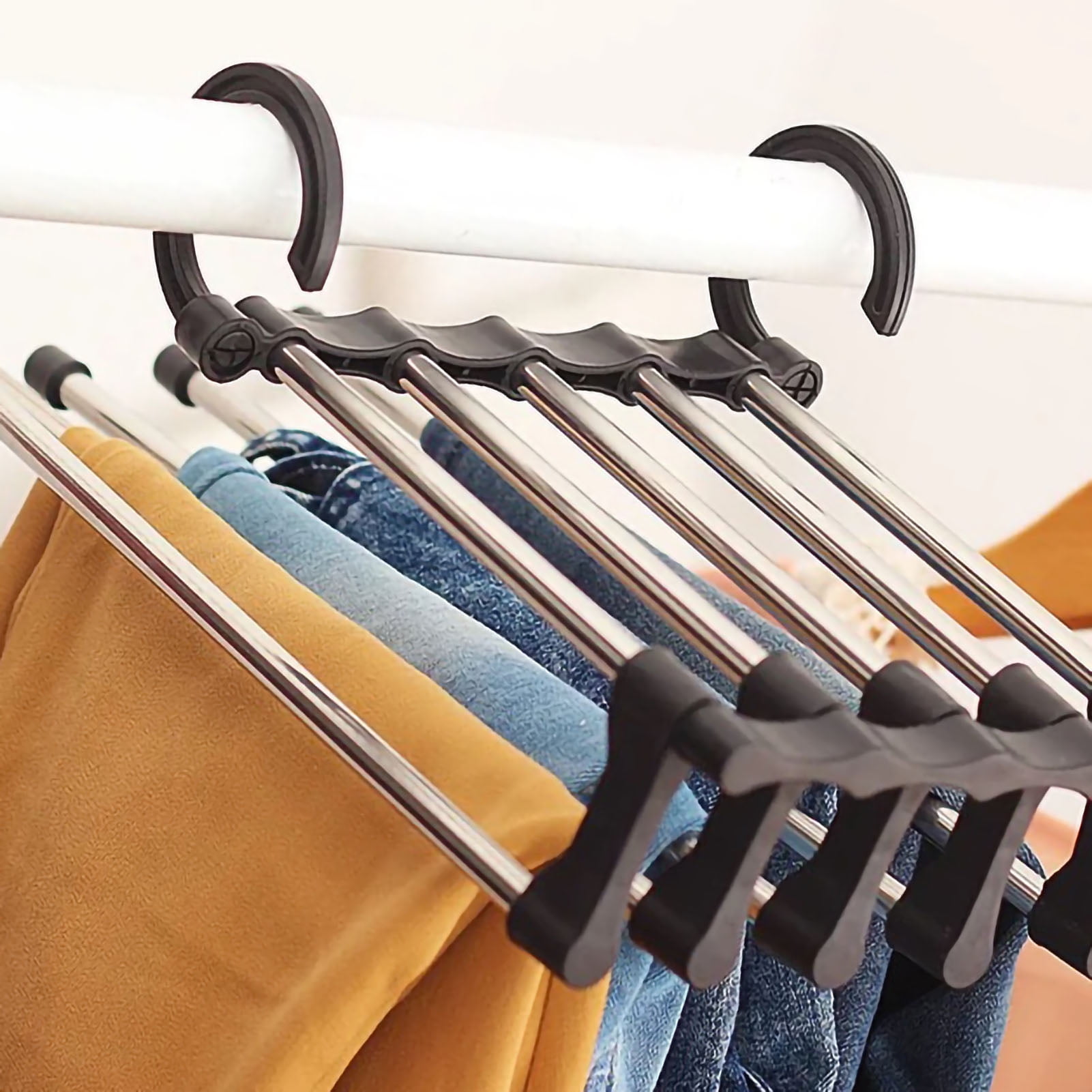 Stainless Steel Hangers Home Multifunctional Foldable Trouser Rack ...