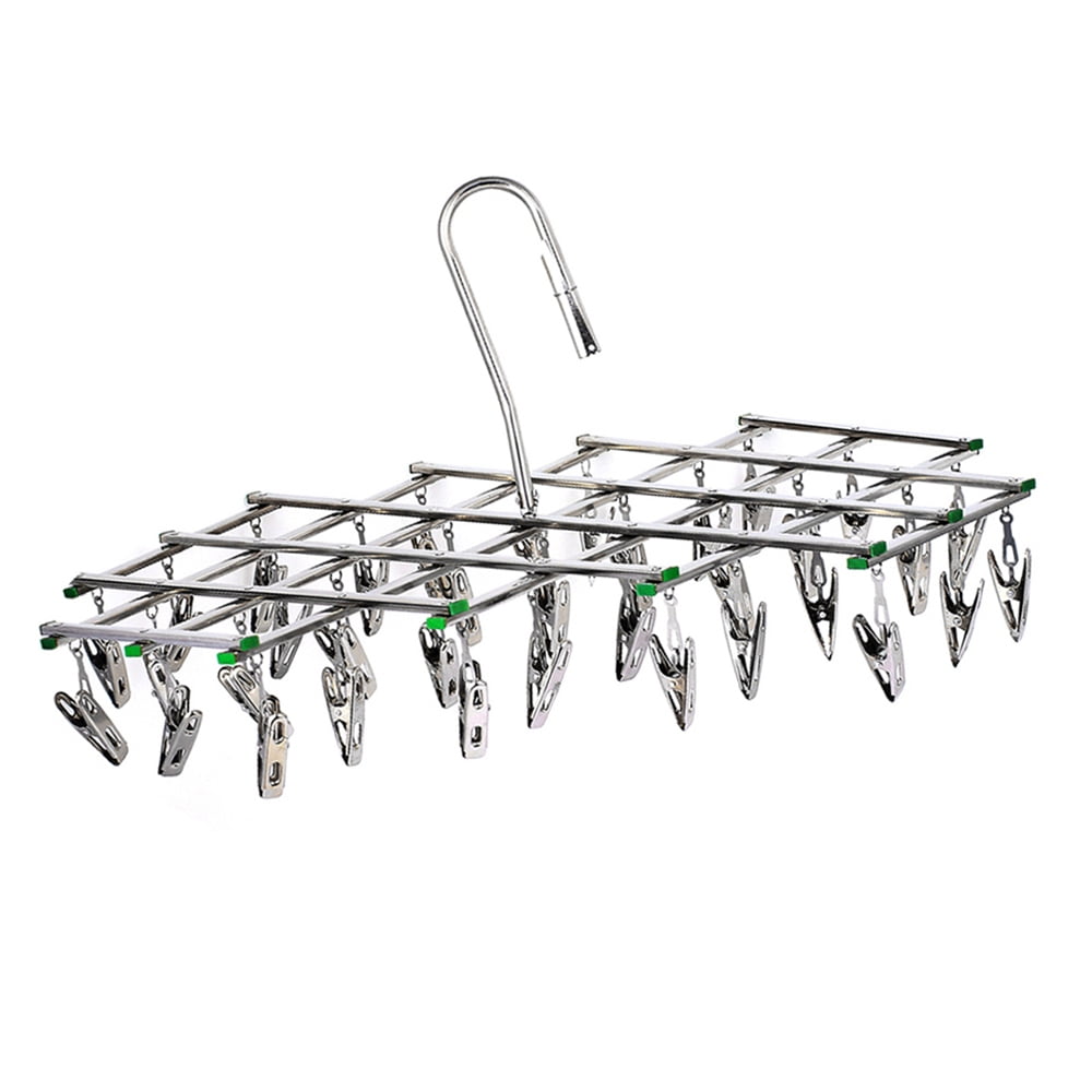 Stainless Steel 35-Clip Hanging Drying Rack for Laundry Clothes ...