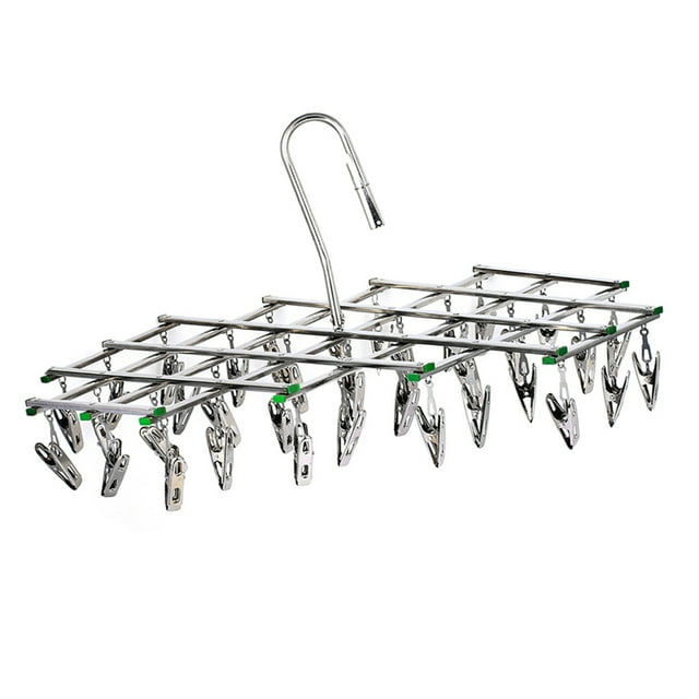 Stainless Steel 35-Clip Hanging Drying Rack for Laundry Clothes ...
