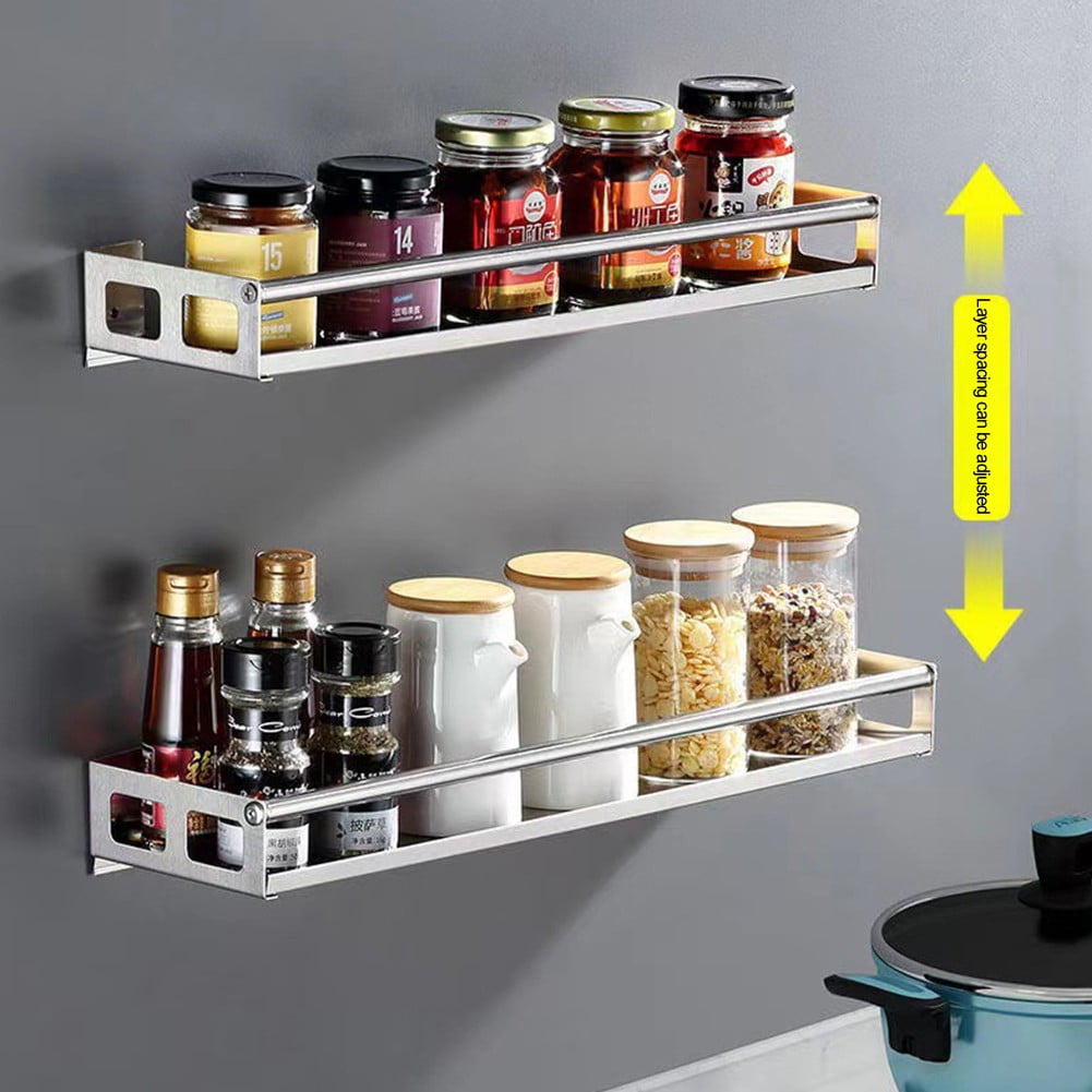 Stainless Steel Hanging Spice Racks Organizer - Kitchen wall mounted ...