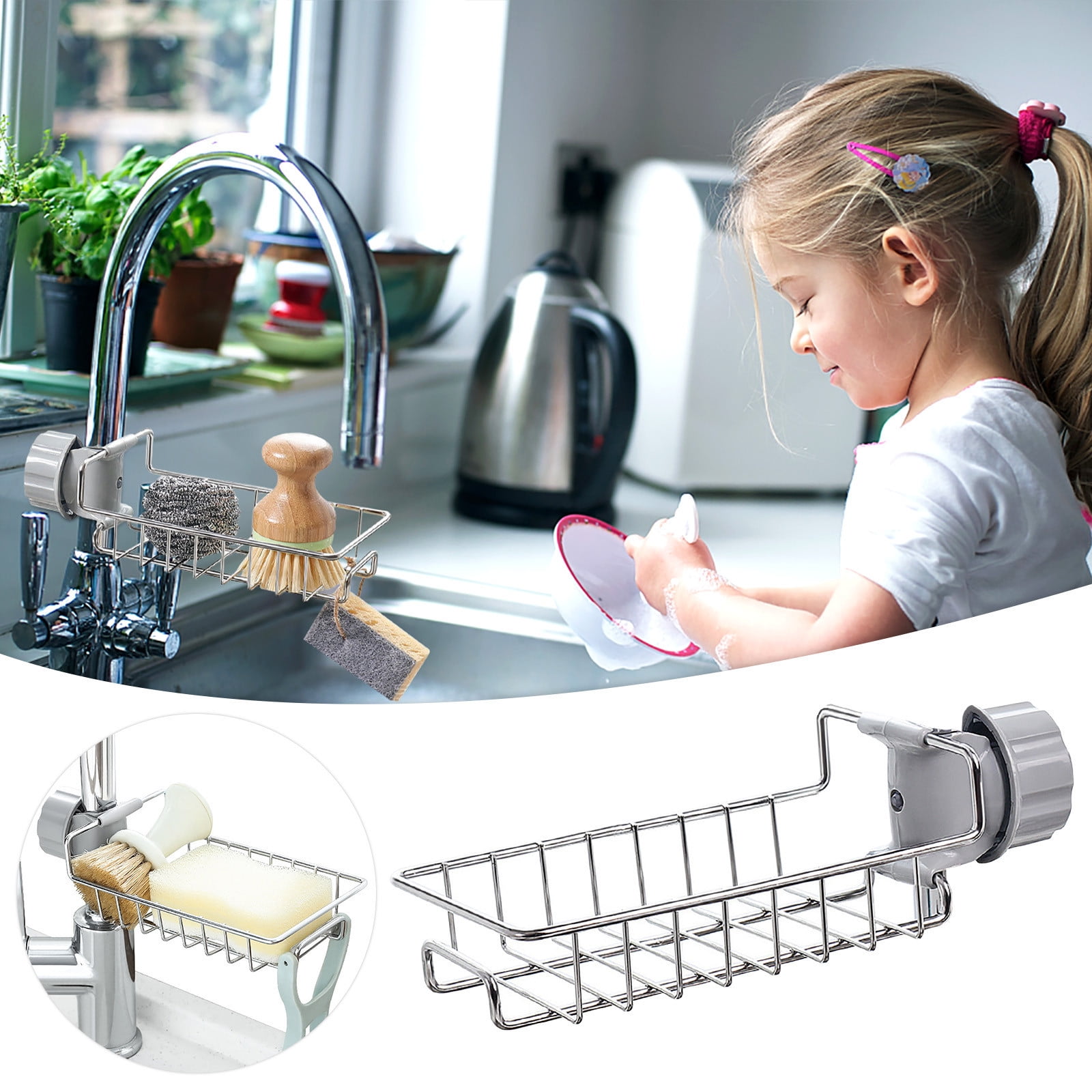 Stainless Steel Hanging Sponge Holders, Over Faucet Holders, Kitchen ...