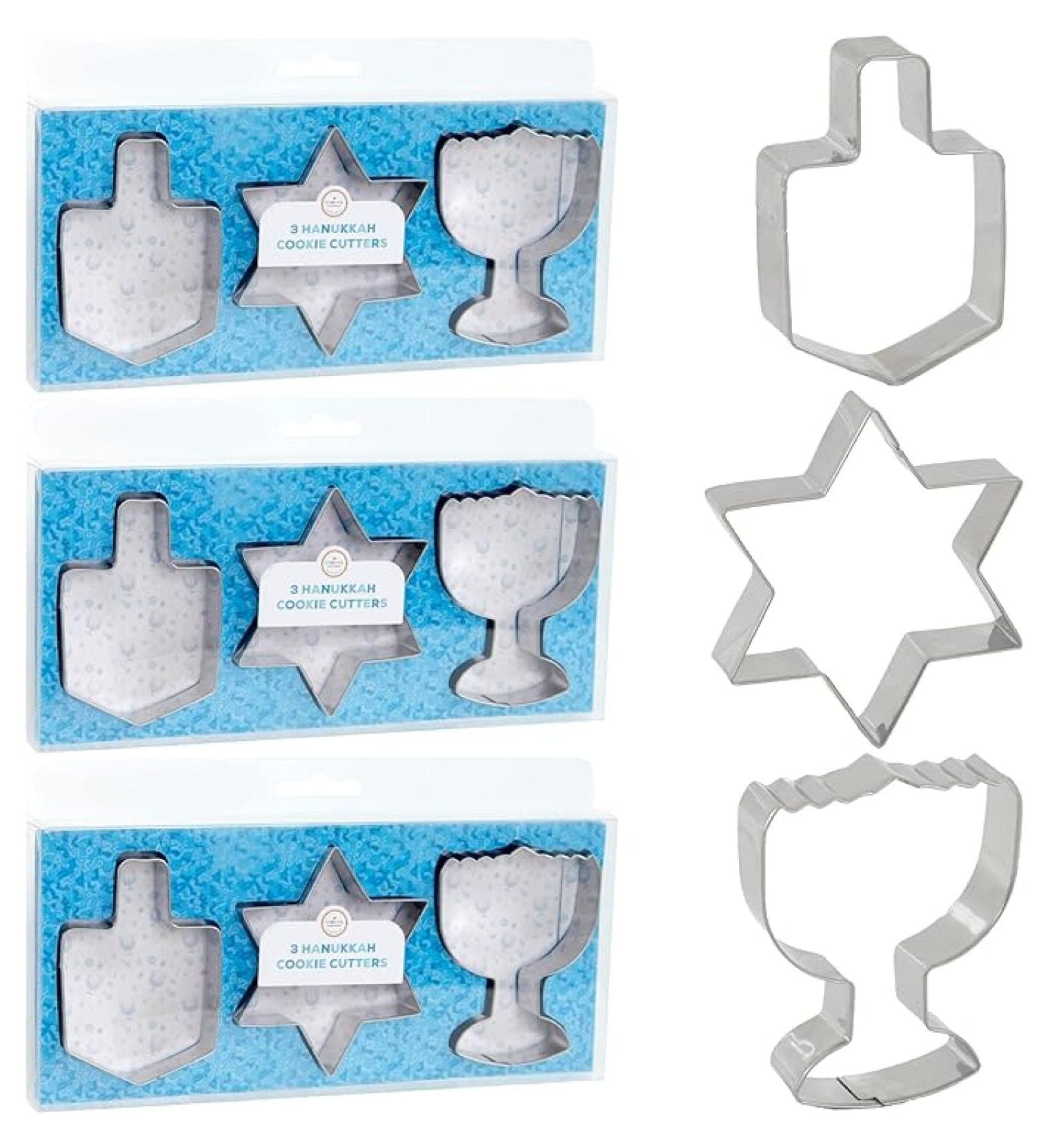 Stainless Steel Hanukkah Cookie Cutters, Three Hanukkah Menorah ...