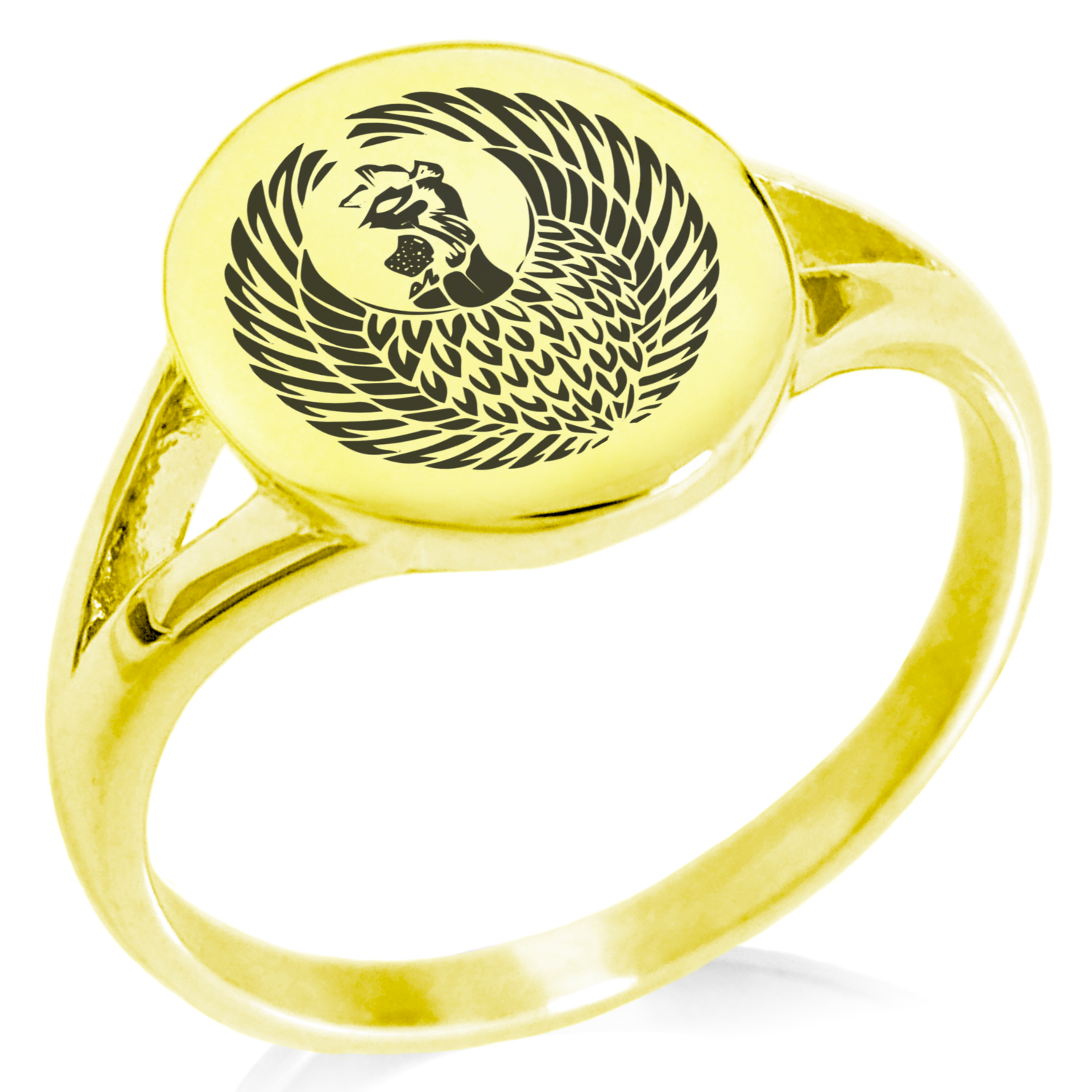 Stainless Steel Hatano Samurai Crest Minimalist Oval Top Polished ...