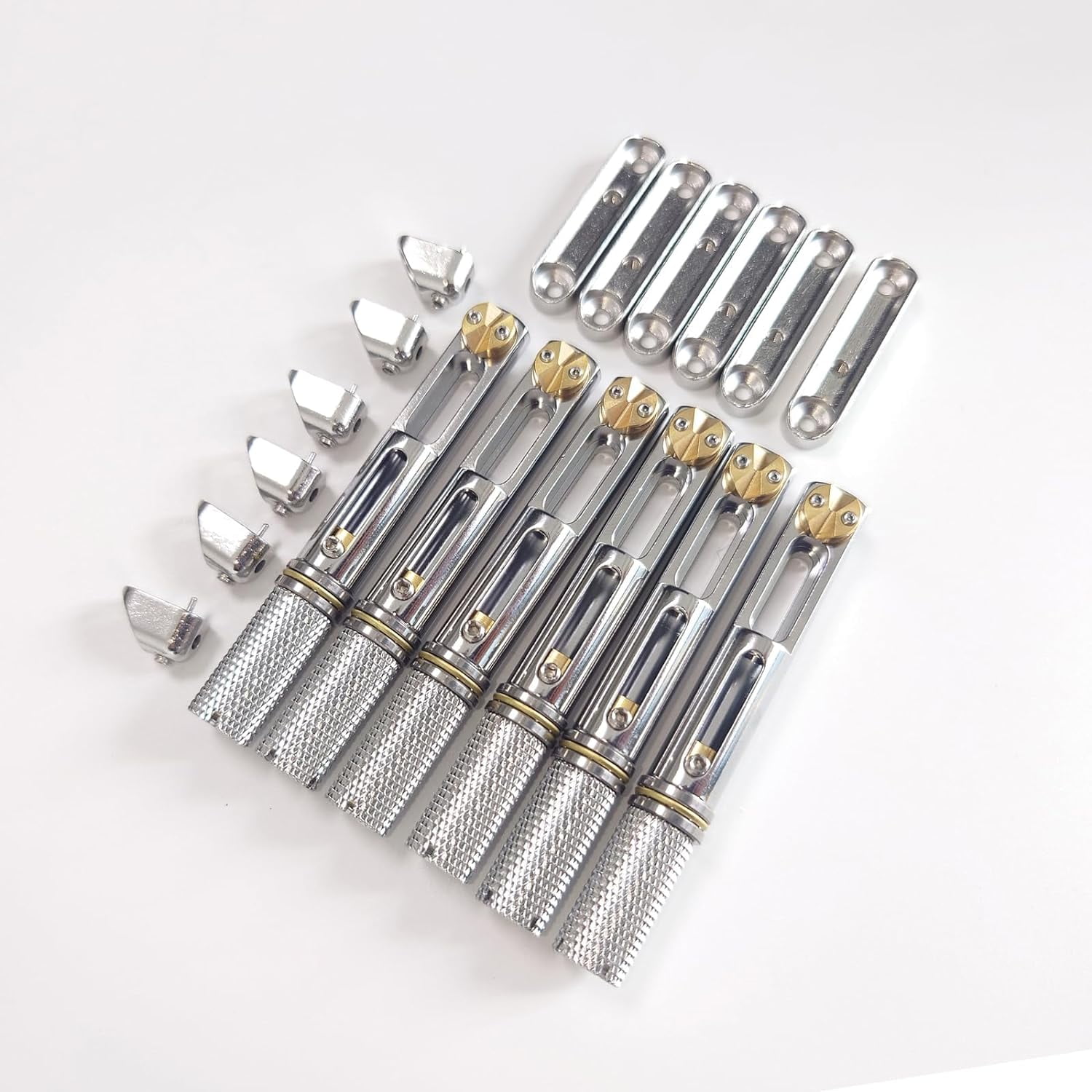Stainless Steel Headless Guitar Bridge Set Single Bridge Silver for 6/7 ...
