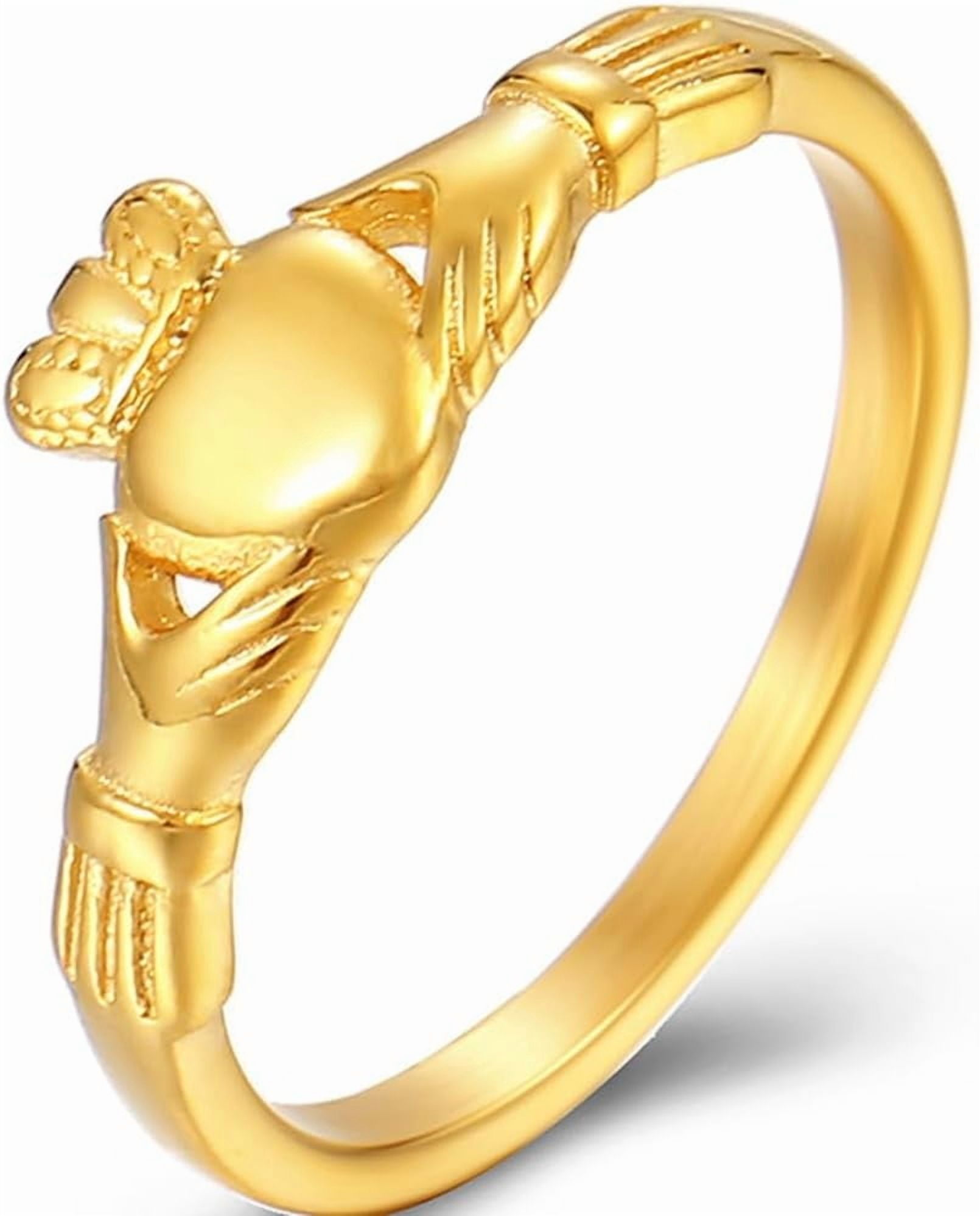 Stainless Steel Heart Claddagh Style Wedding Statement Promise ...
