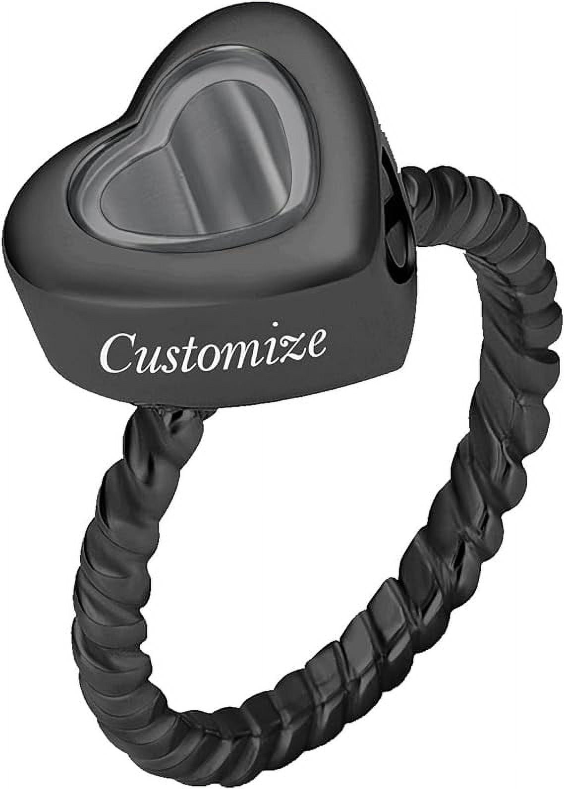 Stainless Steel Heart Glass Cremation Urn Ring for Ashes for Women ...