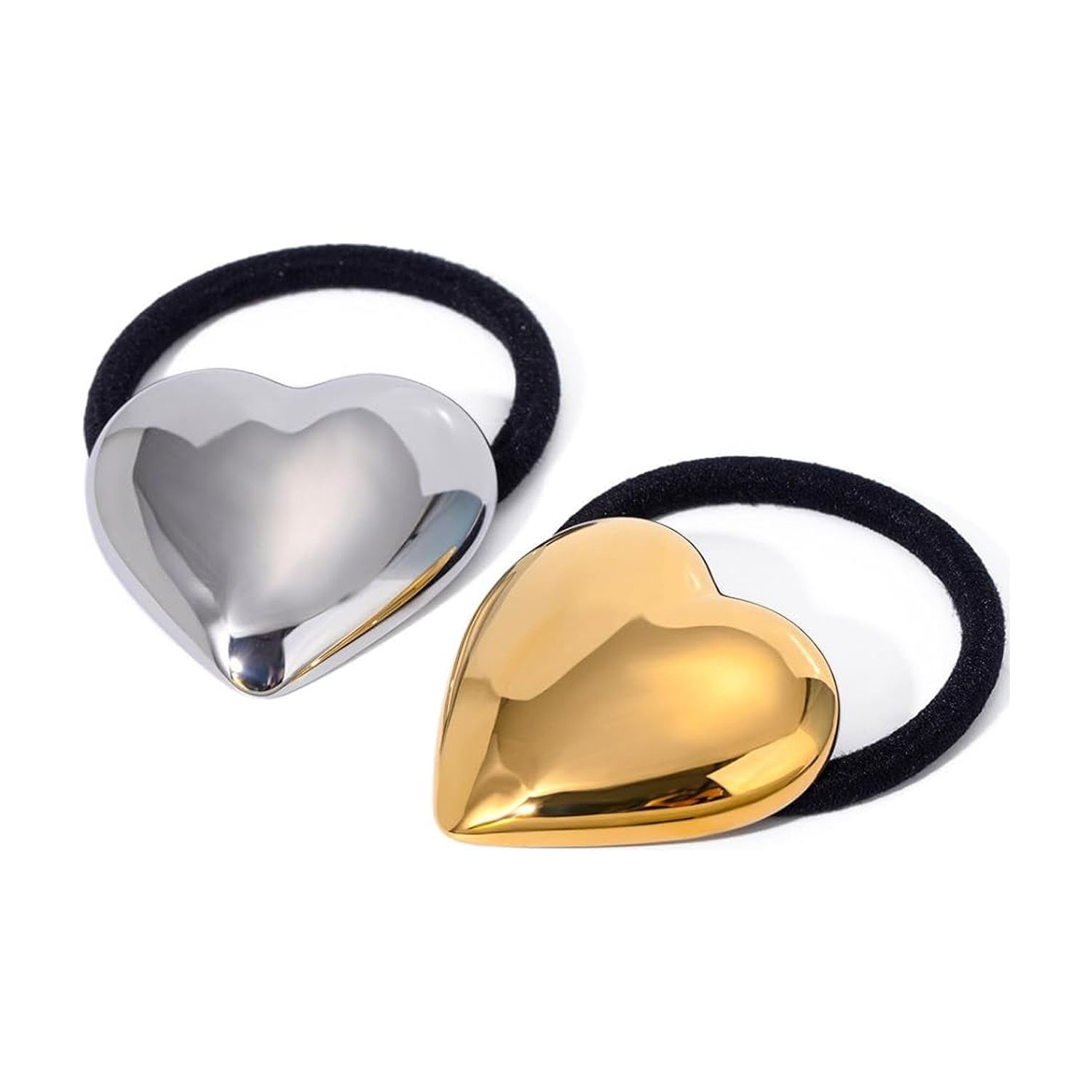 Stainless Steel Heart Hair Cuffs Hair Ties, 18K Gold Ponytail Hair Cuff ...