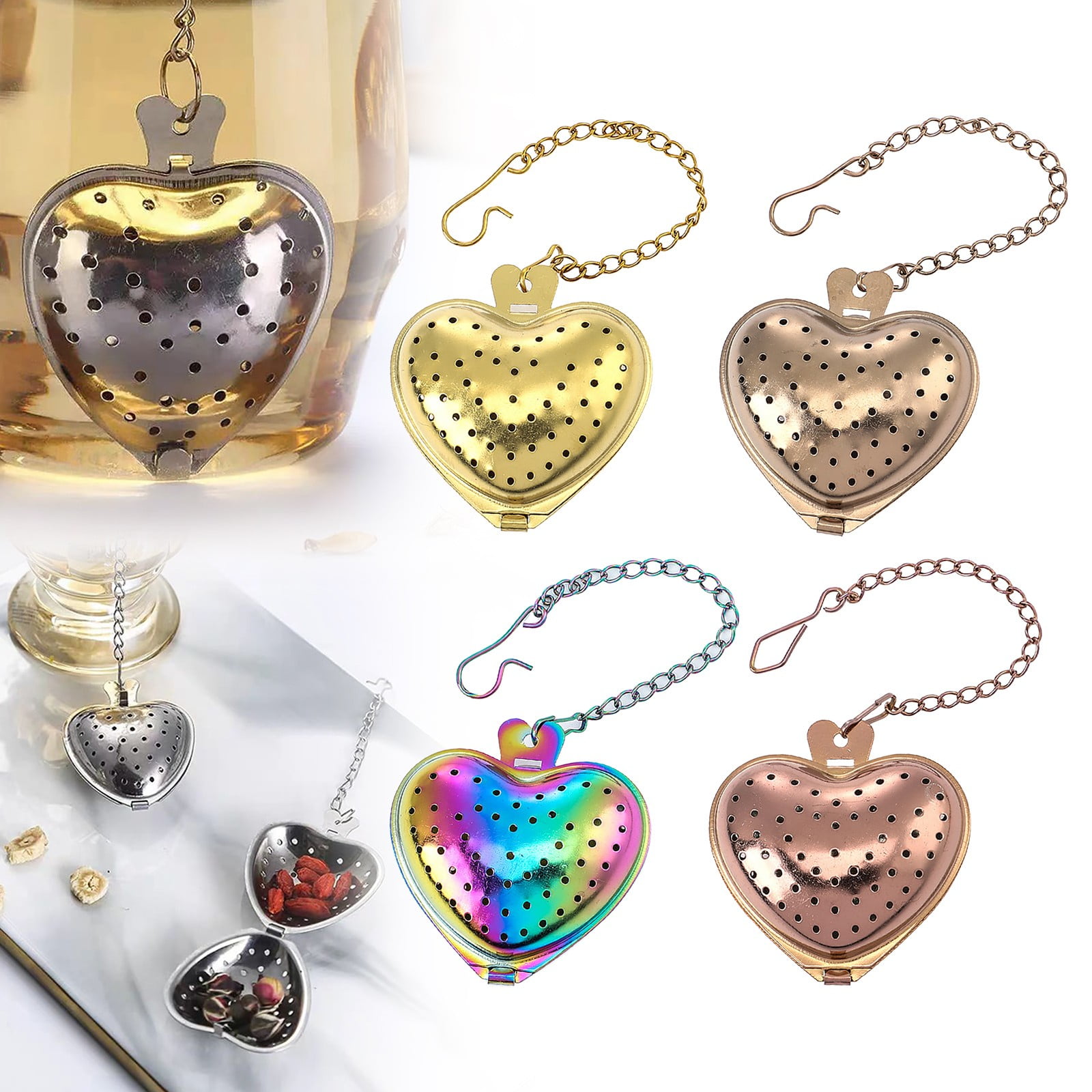 Stainless Steel Heart-Shaped Tea Ball, Infuser Loose Leaf Tea Steeper ...