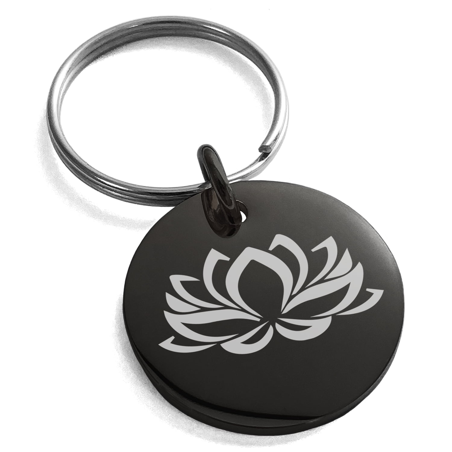 Stainless Steel Heart of the Lotus Engraved Small Medallion Circle ...