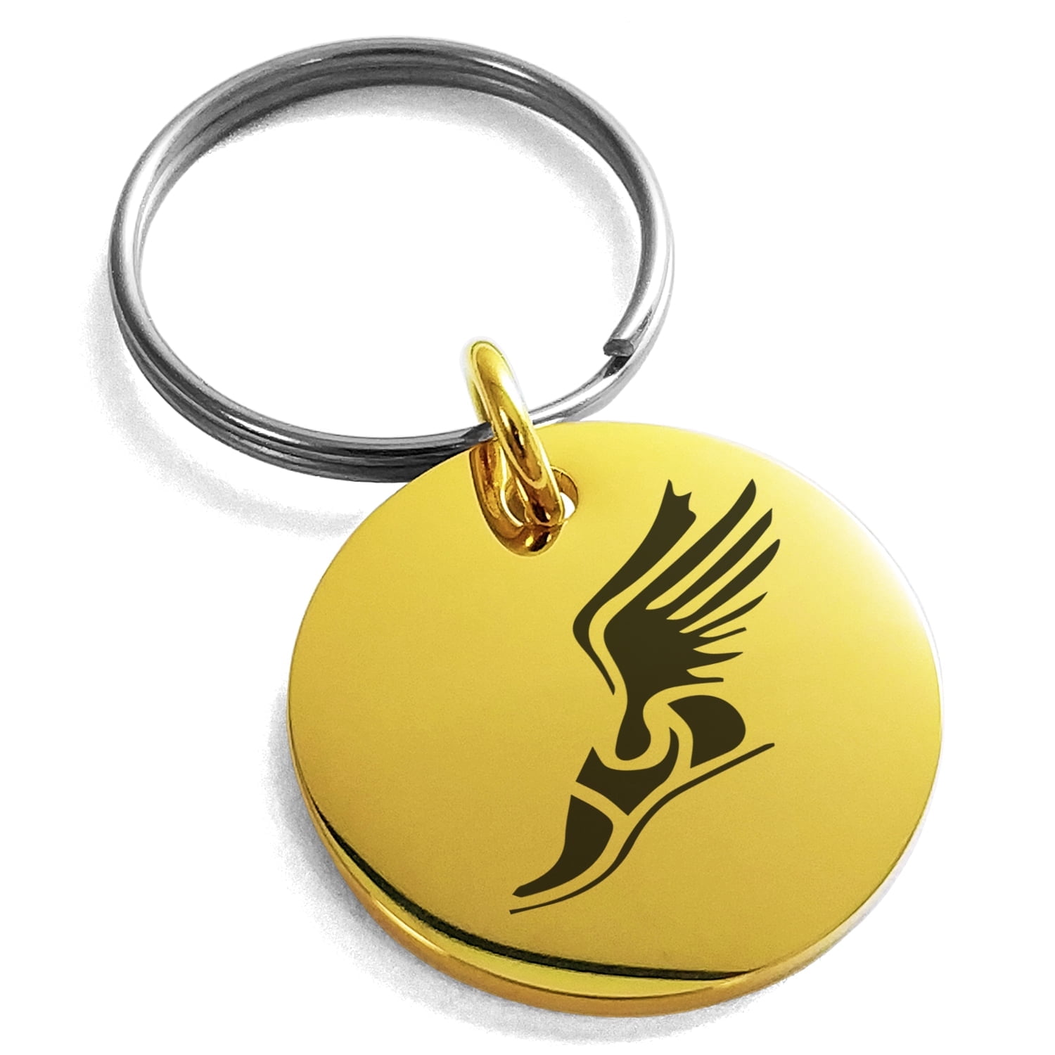 Tioneer Stainless Steel Engraved Small Circle Charm Keychain Keyring ...