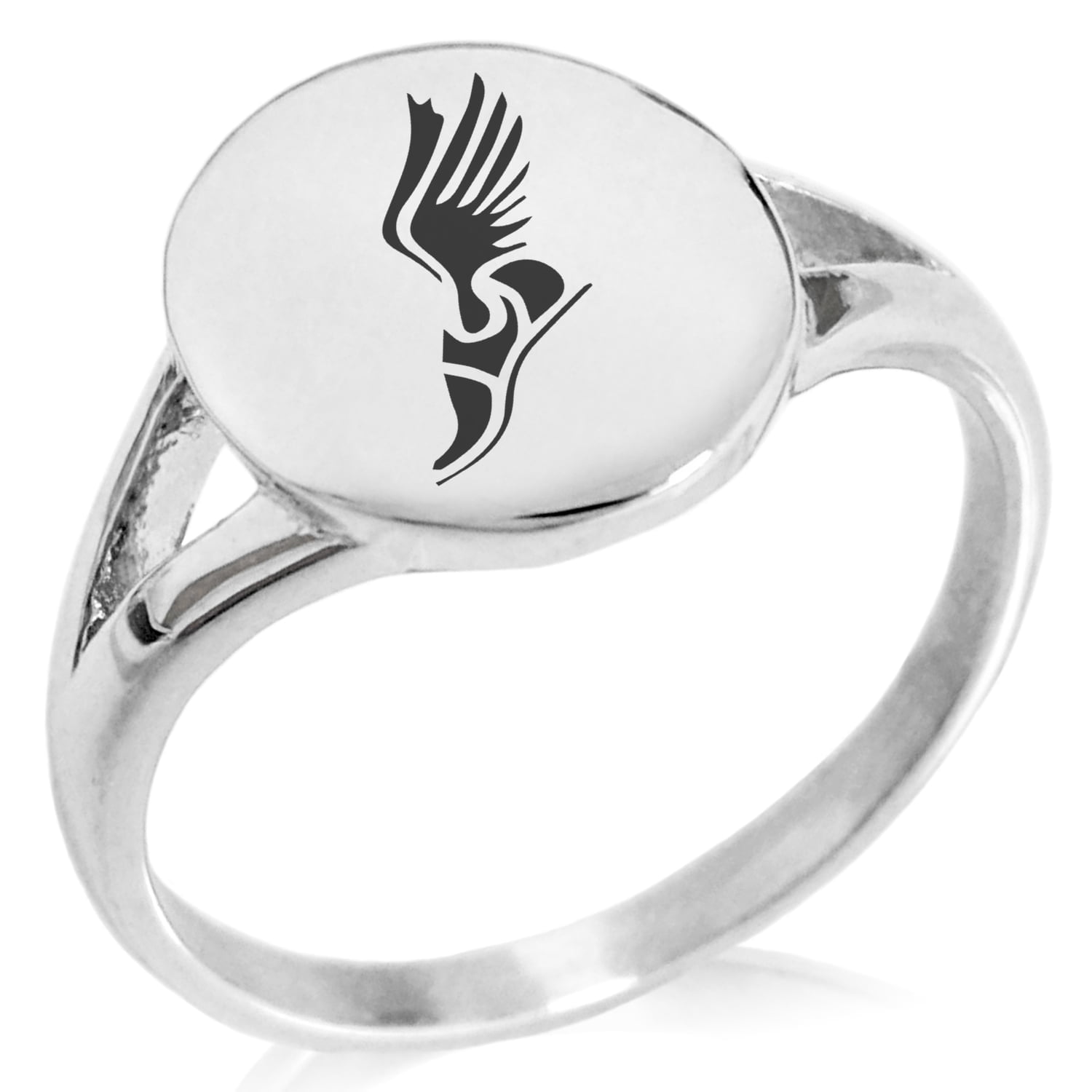 Tioneer Stainless Steel Oval Top Polished Statement Signet Ring ...
