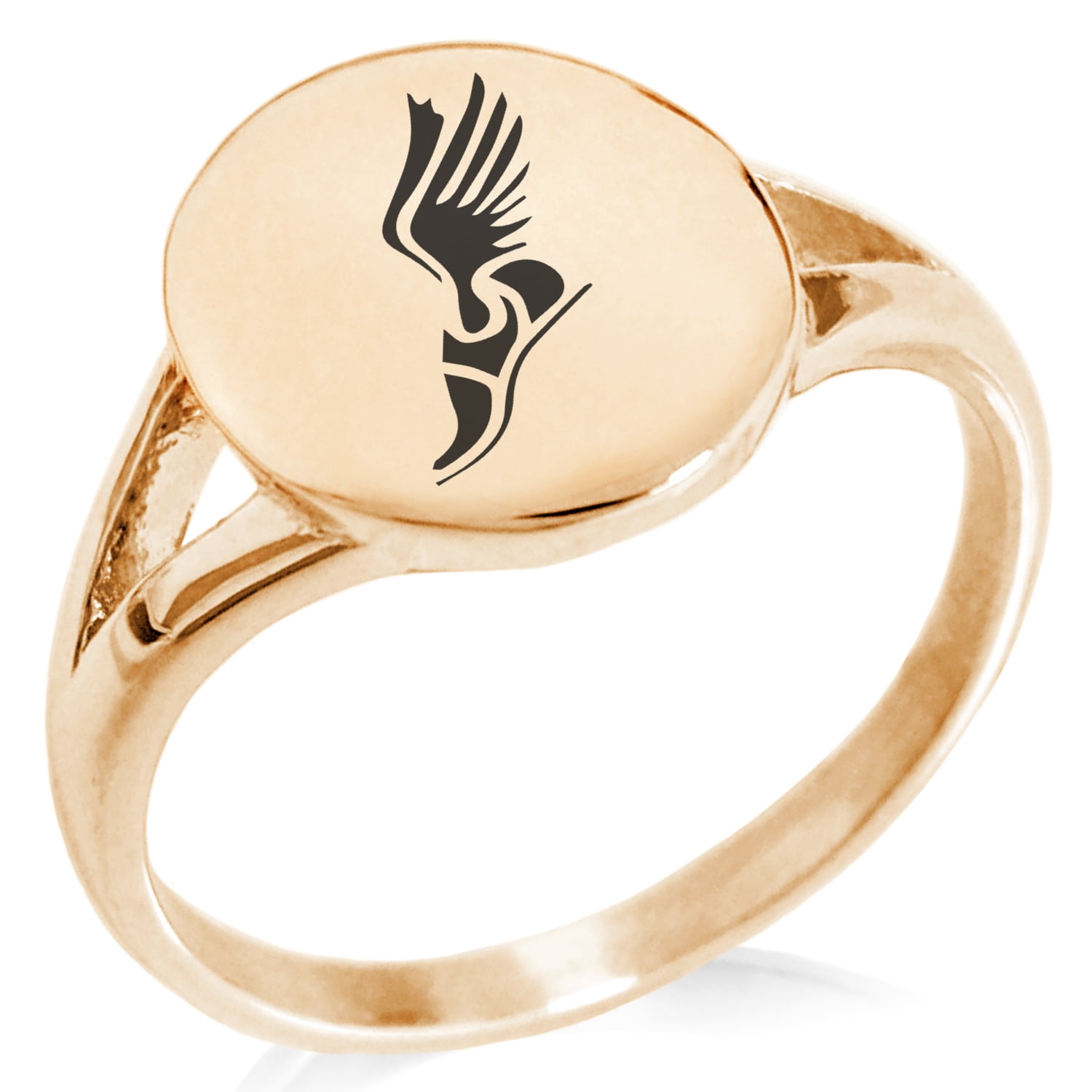 Tioneer Stainless Steel Oval Top Polished Statement Signet Ring ...