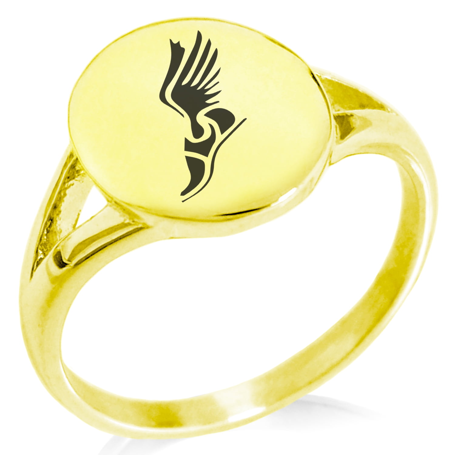 Tioneer Stainless Steel Oval Top Polished Statement Signet Ring ...