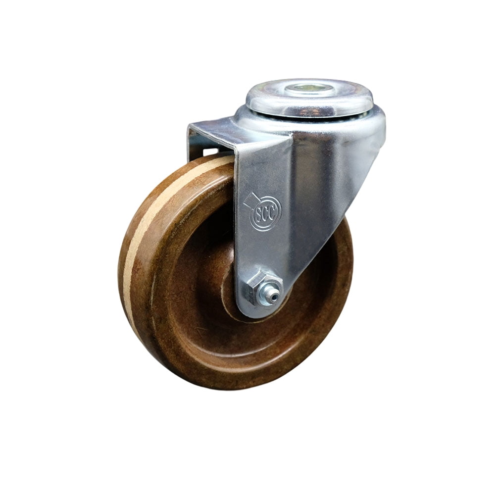 Stainless Steel High Temp Phenolic Swivel Bolt Hole Caster w/4" x 1.25 ...