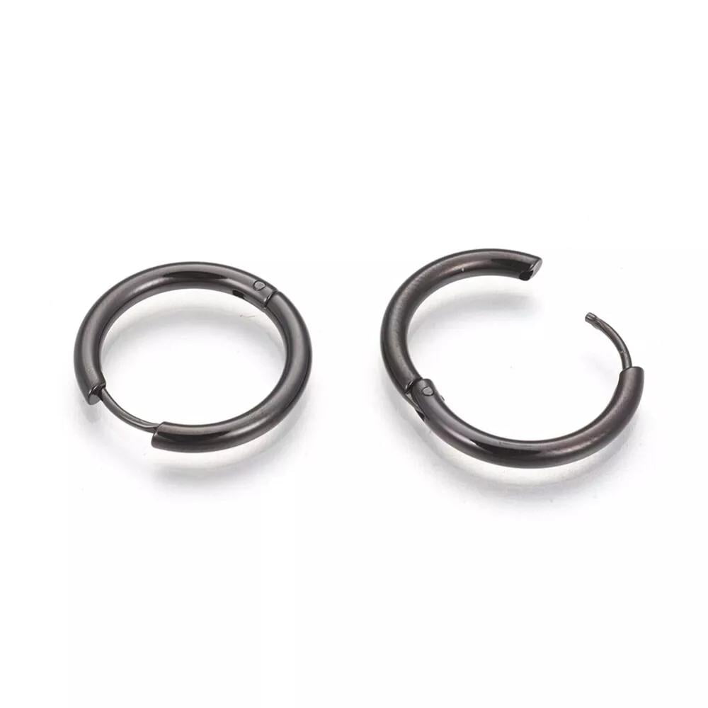 Stainless Steel Hoop Earrings Rose Gold Purple Black Huggie 1" Pin 1Mm ...