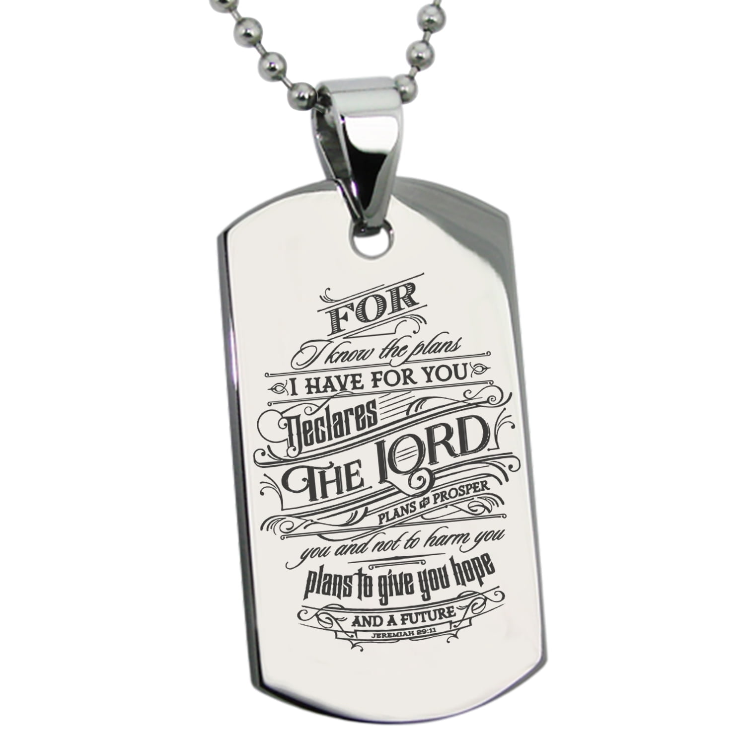 Tioneer Stainless Steel Hope & Future Jeremiah 29:11 Engraved Dog Tag ...