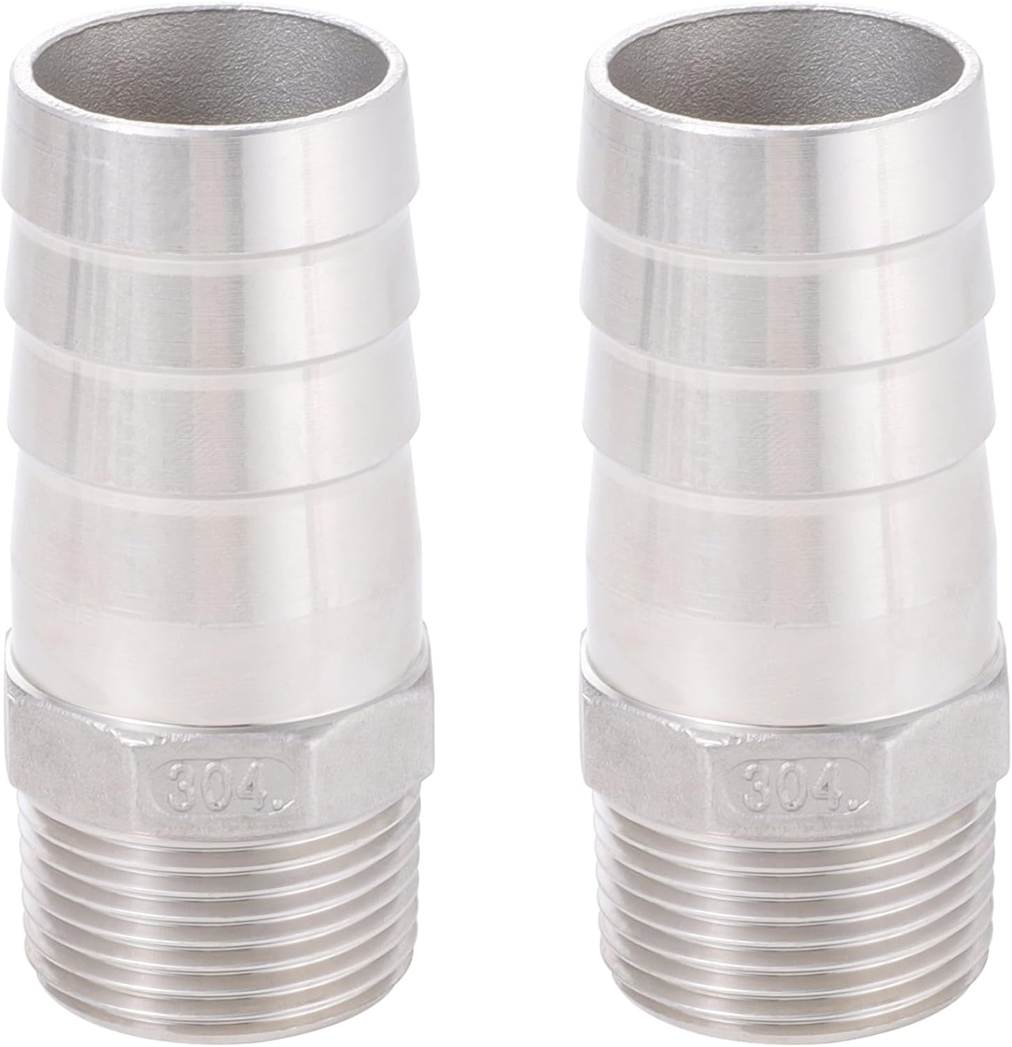 Stainless Steel Hose Barb Fitting,1-1/4" Hose Barb x 1" NPT Male NPT, for Water Fuel Air (Pack ...