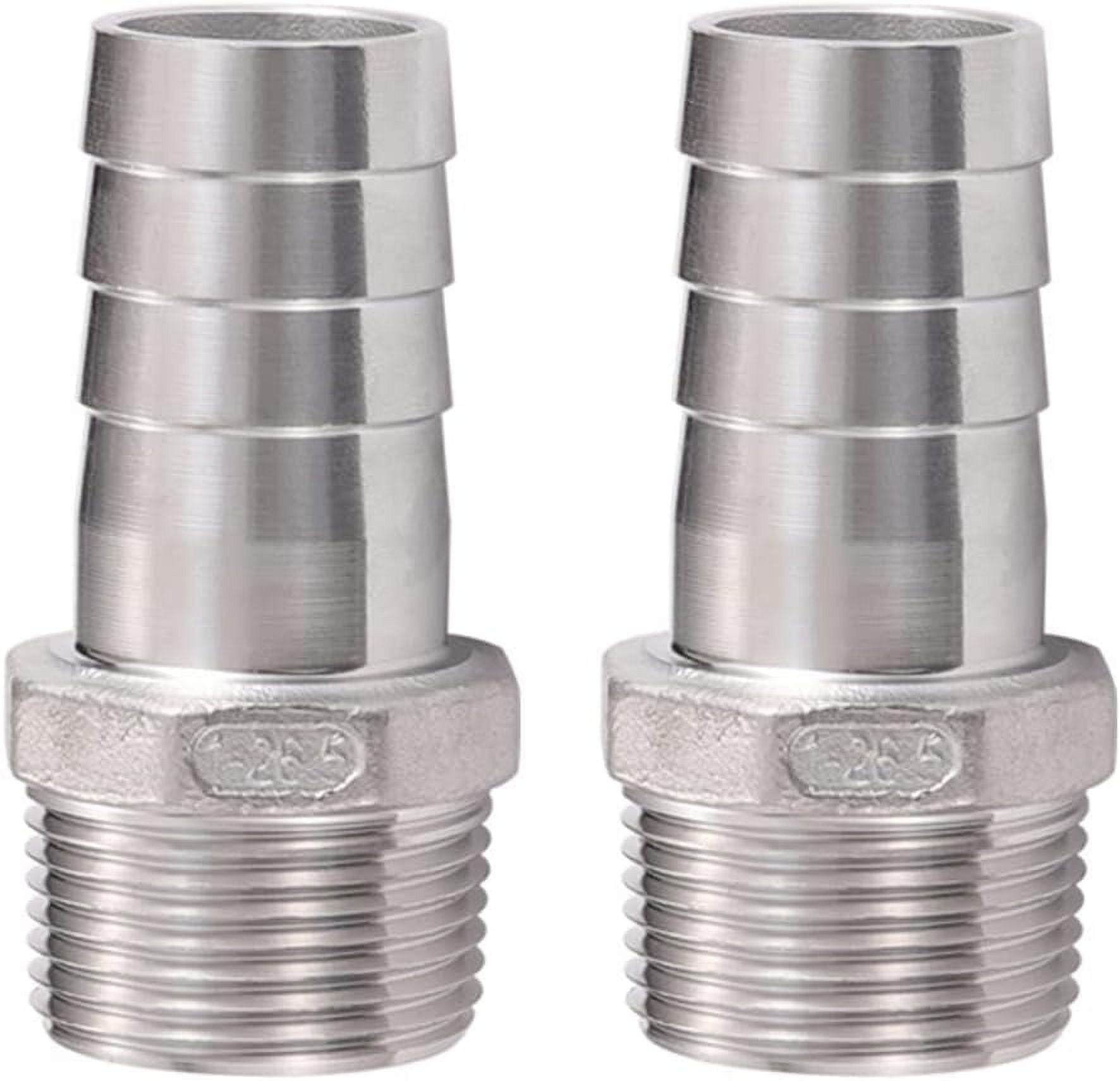 Stainless Steel Hose Barb Fitting,1" Hose Barb to 1" Male NPT, for Water Fuel Air (Pack of 2 ...