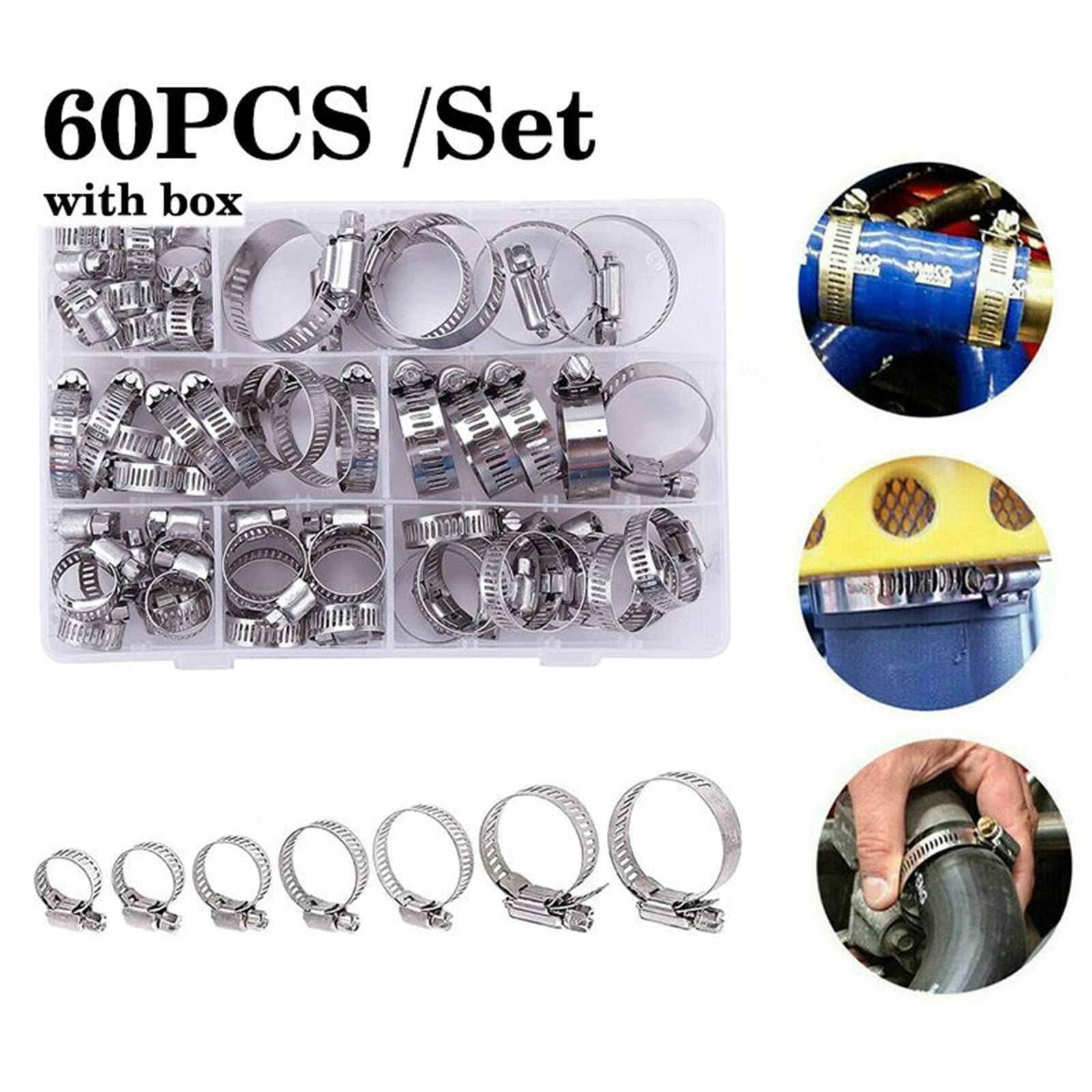 Stainless Steel Hose Clamp Set | Adjustable Pipe Clamps | Rust ...