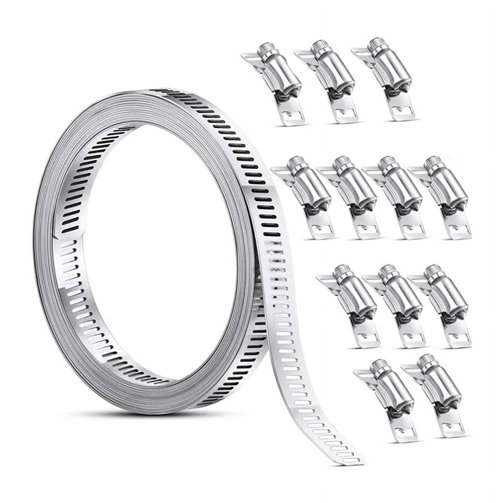 Stainless Steel Hose Clamp Strap with Fasteners Worm Clamp Adjustable ...