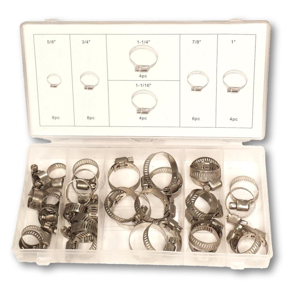 Stainless Steel Hose Clamps Assorted Size Hardware Kit - Walmart.com