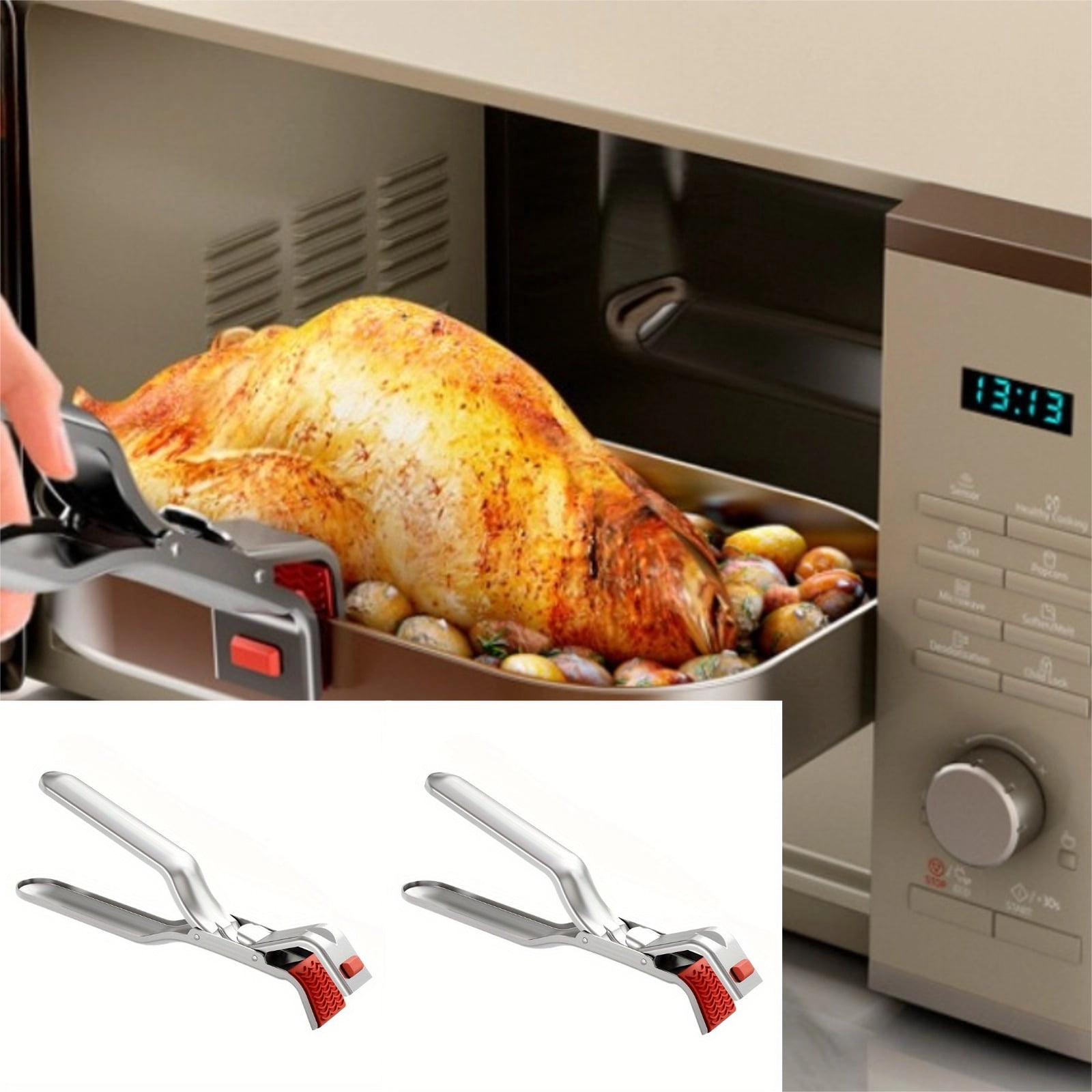 Stainless Steel Hot Plate Gripper Tongs, Multi-Function Anti-Scald Bowl ...