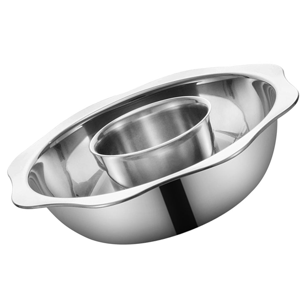 Raindrops Hot Pot Bowl Double-Flavor Hot Pot Silver Stainless Steel ...