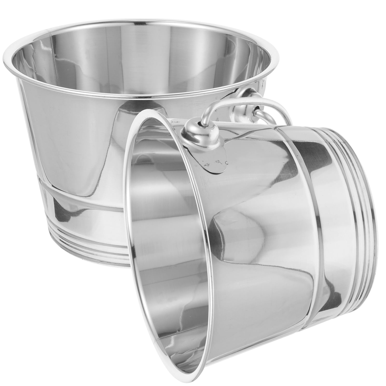 2pcs Portable Stainless Steel Ice Storage Buckets for Wine Beer ...