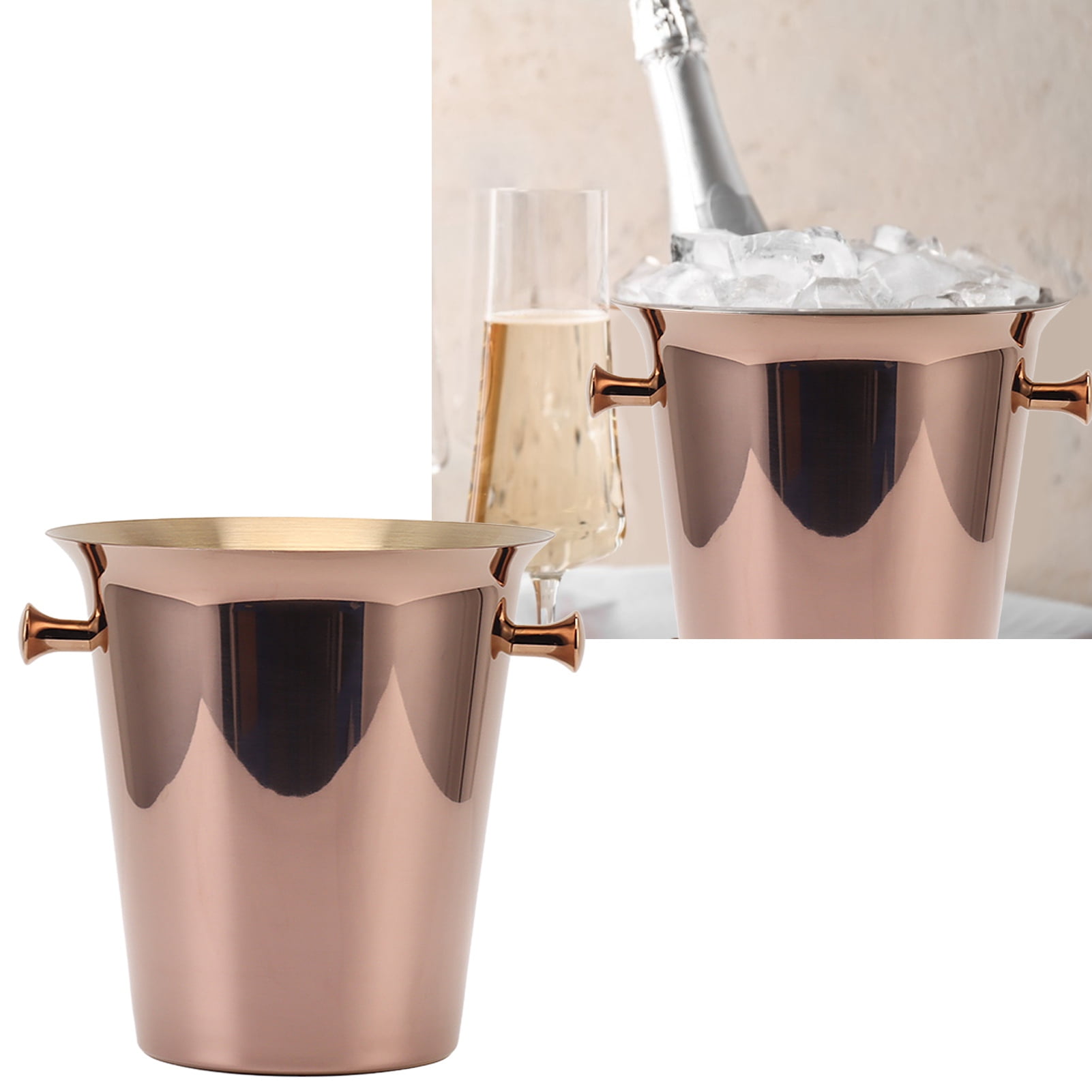 Stainless Steel Ice Bucket with Handles, 5L Capacity Beer Wine Beverage ...