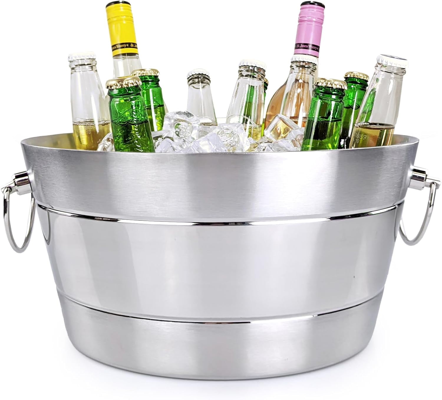 Stainless Steel Ice Bucket for Parties, Double Wall Insulated Anchored ...