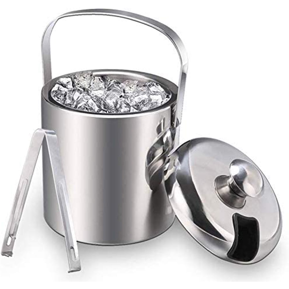 Stainless Steel Ice Buckets, Double Walled Bar Ice Bucket Set For Home ...