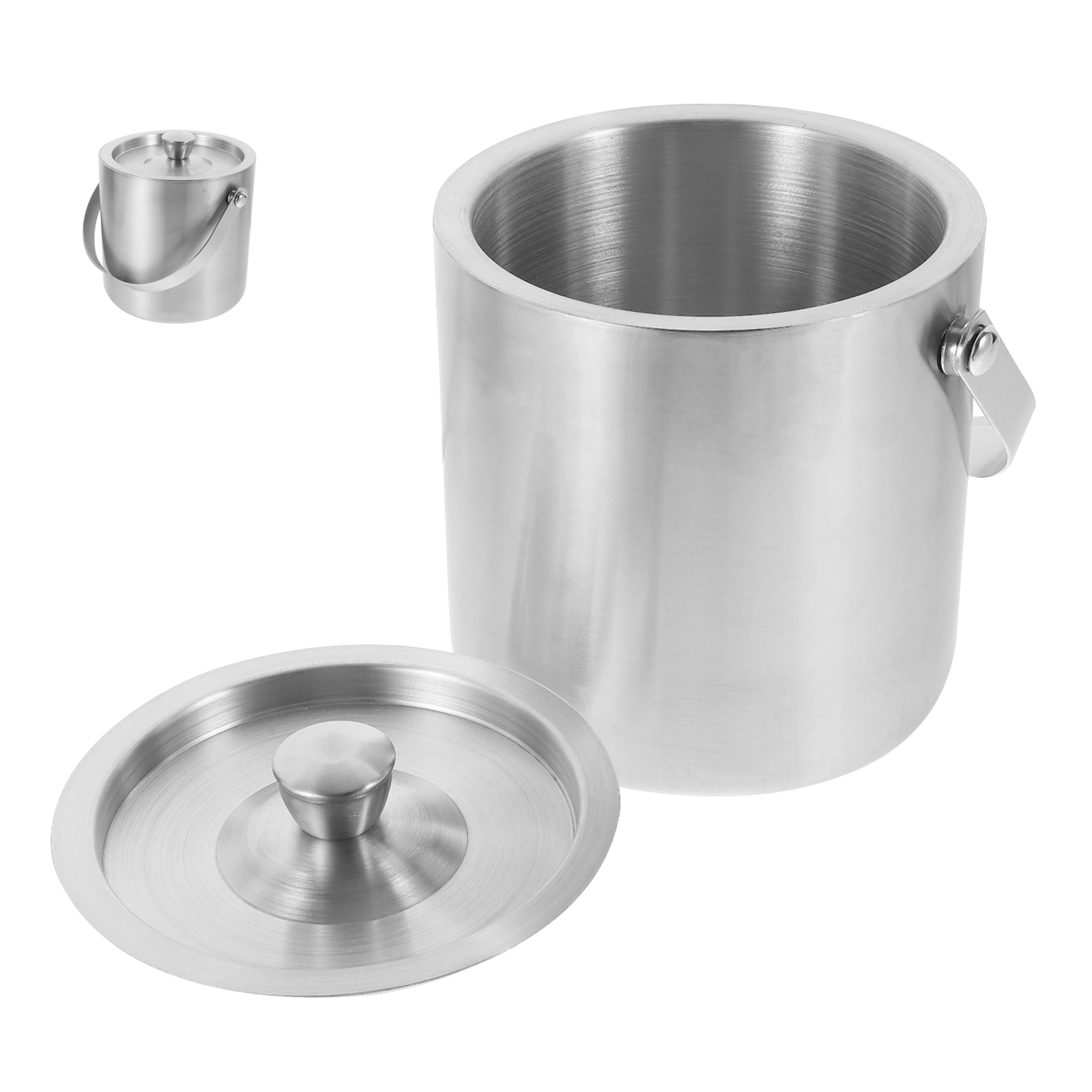 Stainless Steel Ice Container Insulated Ice Cube Bucket with Lid Bucket ...