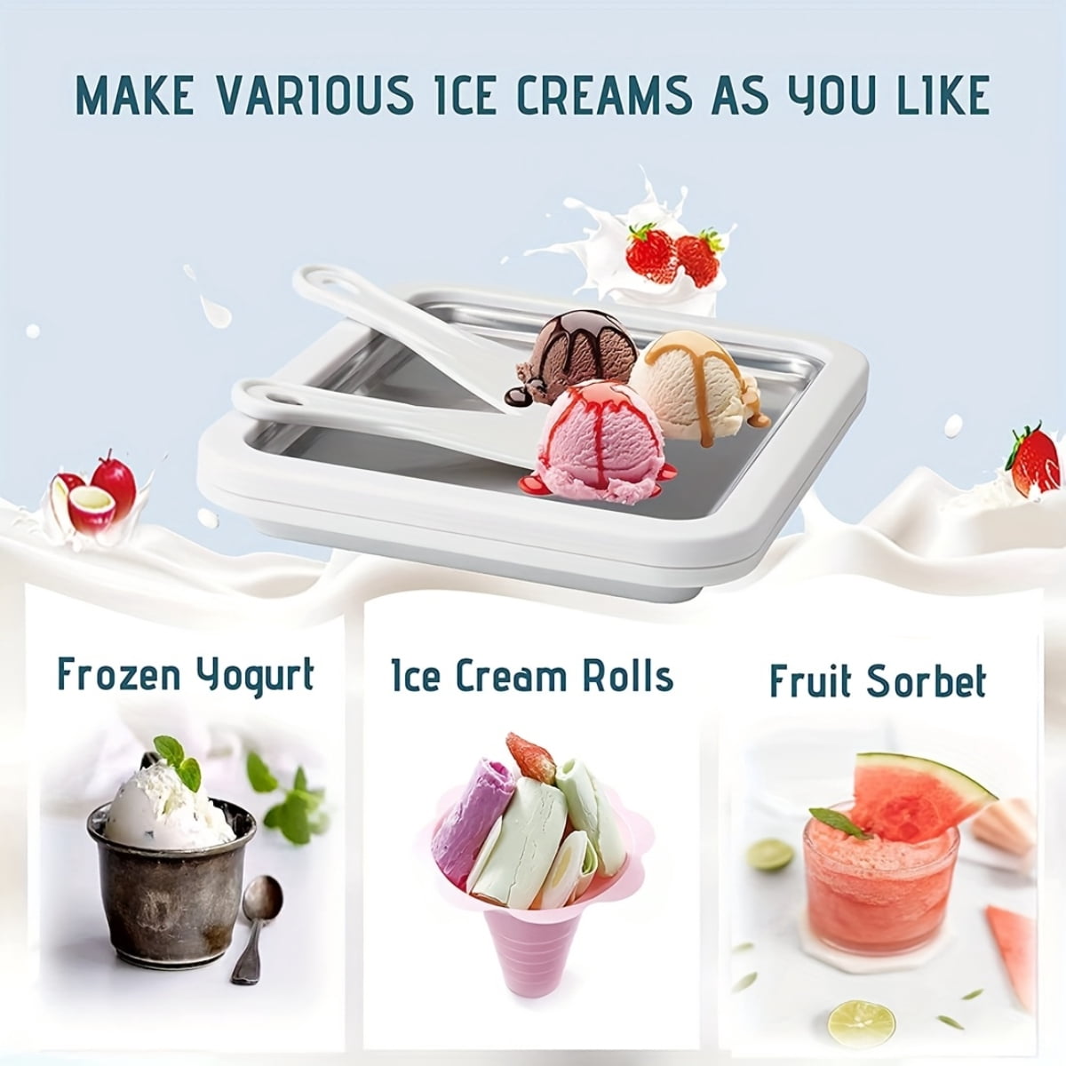 Stainless Steel Ice Cream Roll Maker Kit - Portable DIY Dessert Tool ...
