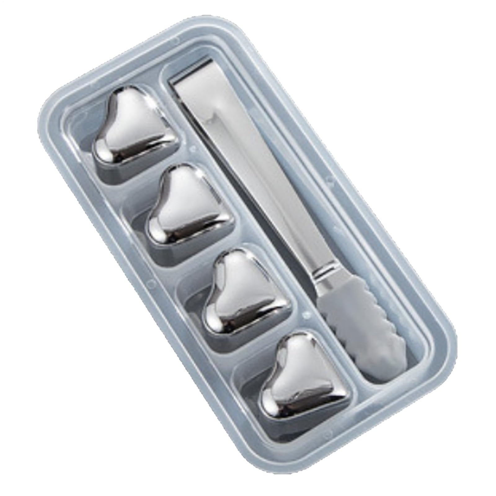 Stainless Steel Ice Cubes Heart Shaped Reusable Whiskey Stones Drink ...