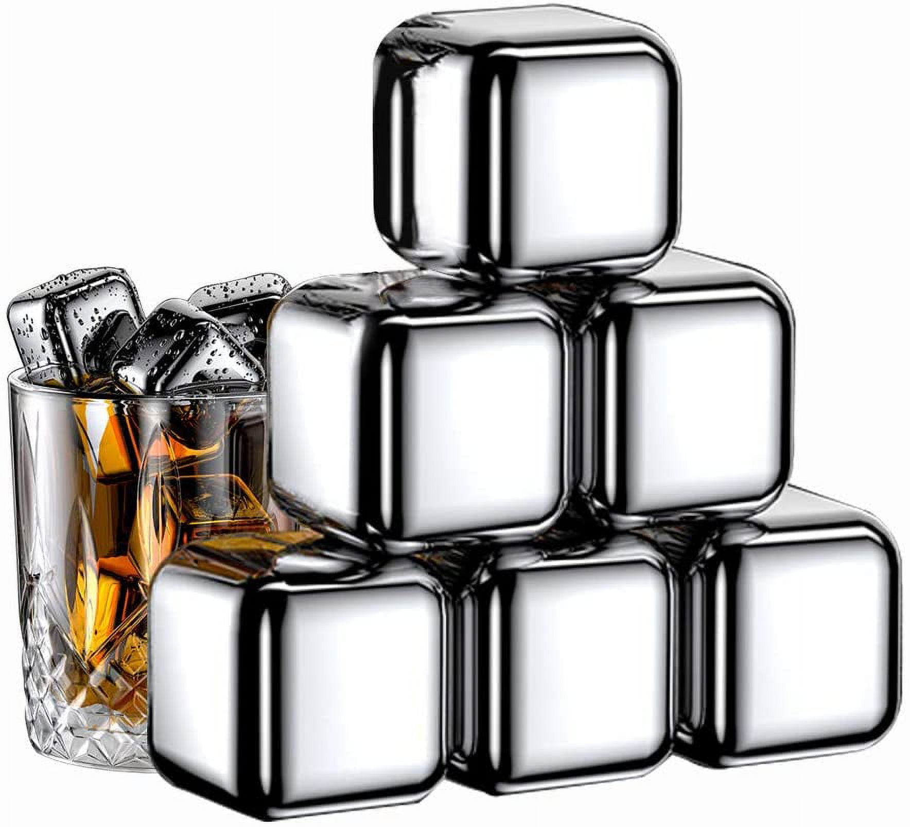 Stainless Steel Ice Cubes Set of 6 for Chilled Whiskey - Reusable and ...