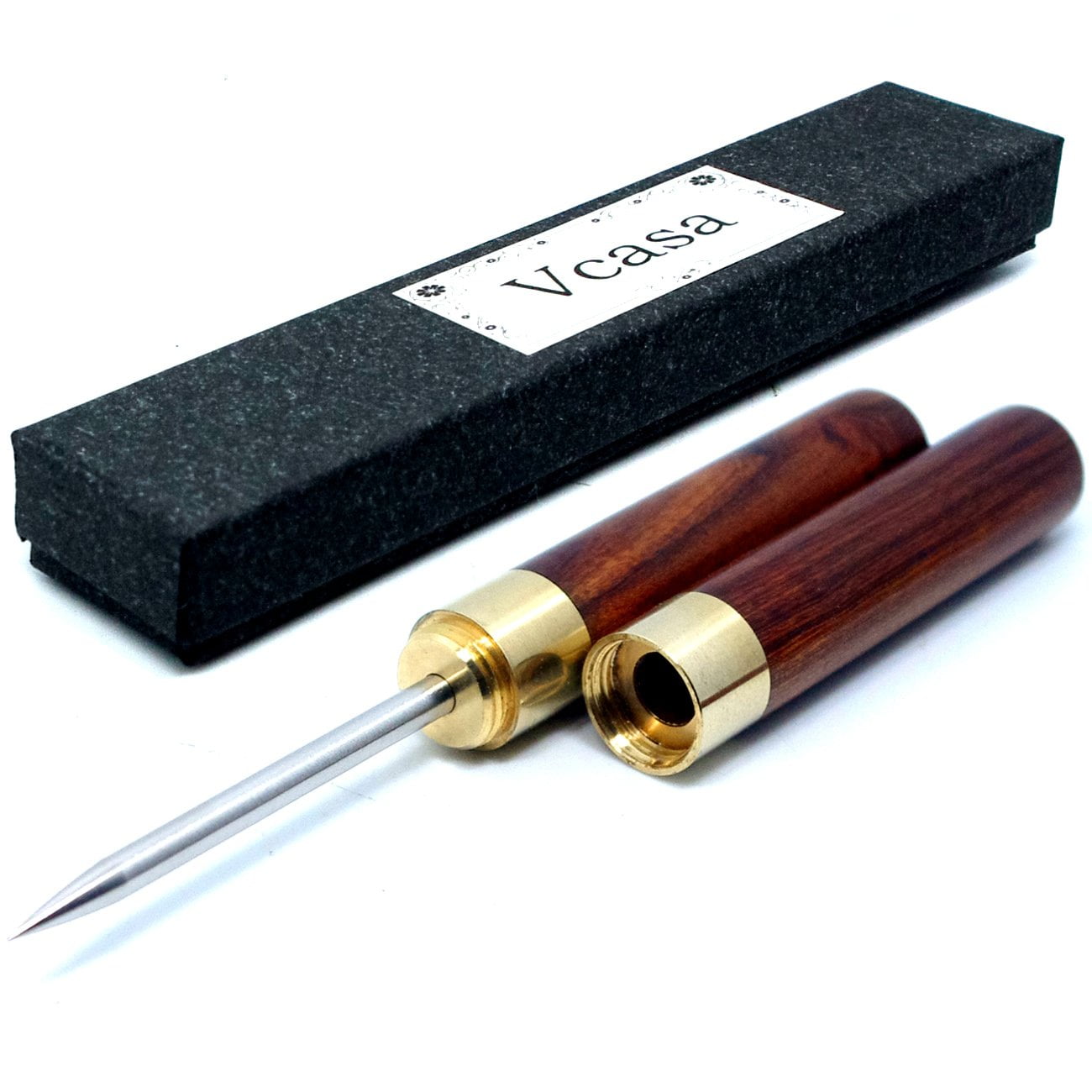 Stainless Steel Ice Pick with Wooden Handle Kitchen Tool (Light Brown A ...