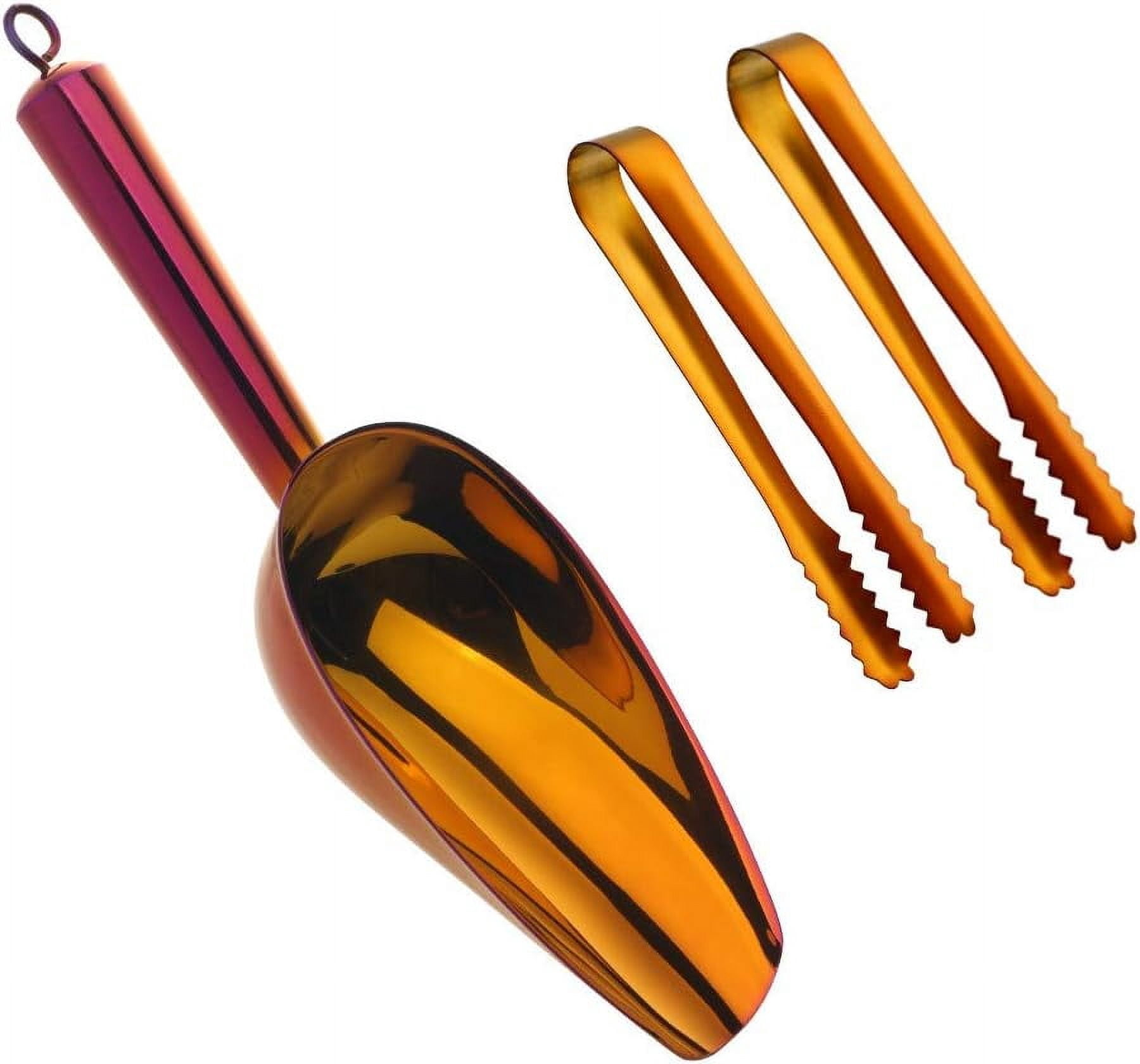Stainless Steel Ice Scoop and Tongs Set - 6 Inches Serving Tongs With ...