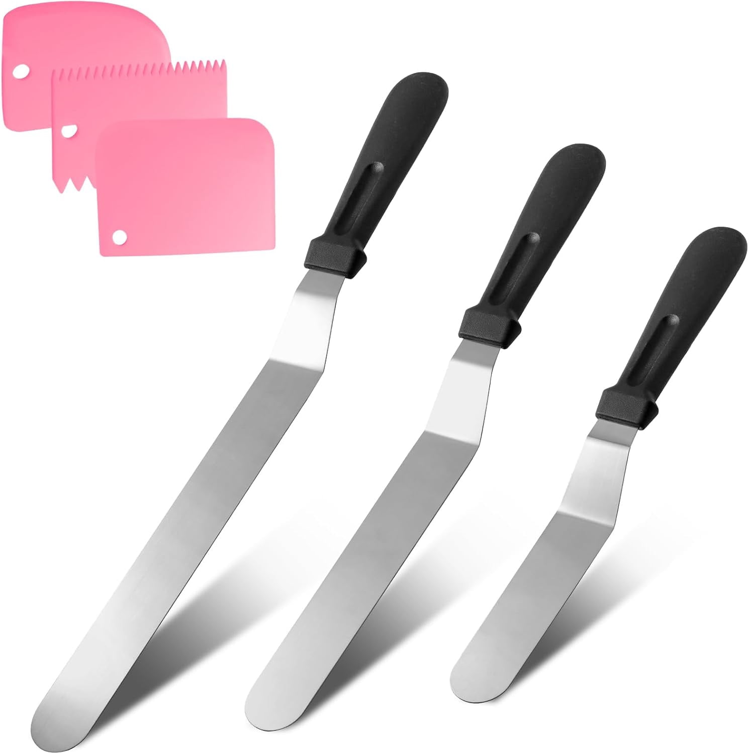 Stainless Steel Icing Spatulas with Cake Smoother Scrapers, Angled Cake ...