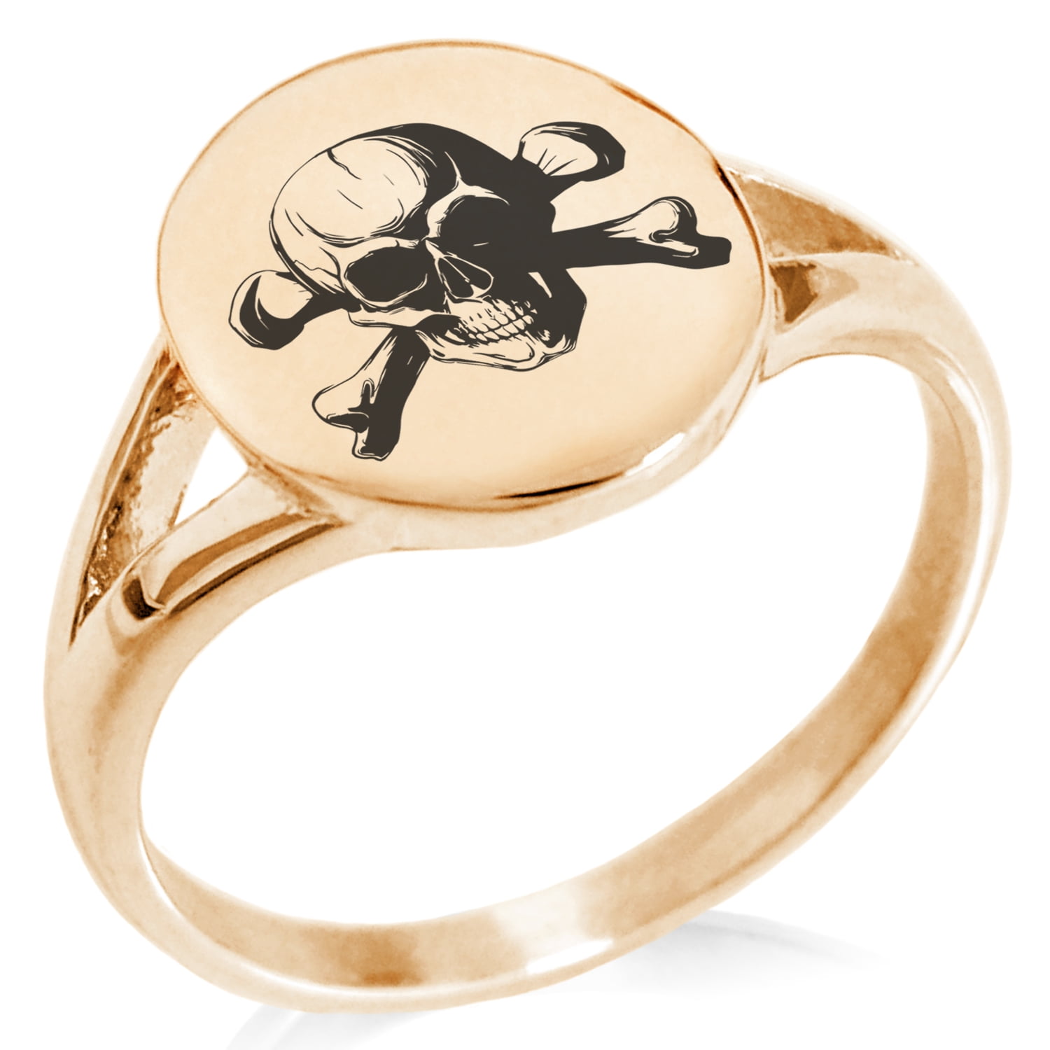 Stainless Steel Iconic Pirate Crossbones Skull Minimalist Oval Top ...