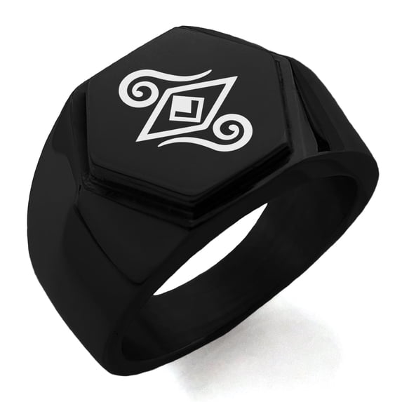 Tioneer Stainless Steel Illusionism Magic Rune Engraved Hexagon Crest ...
