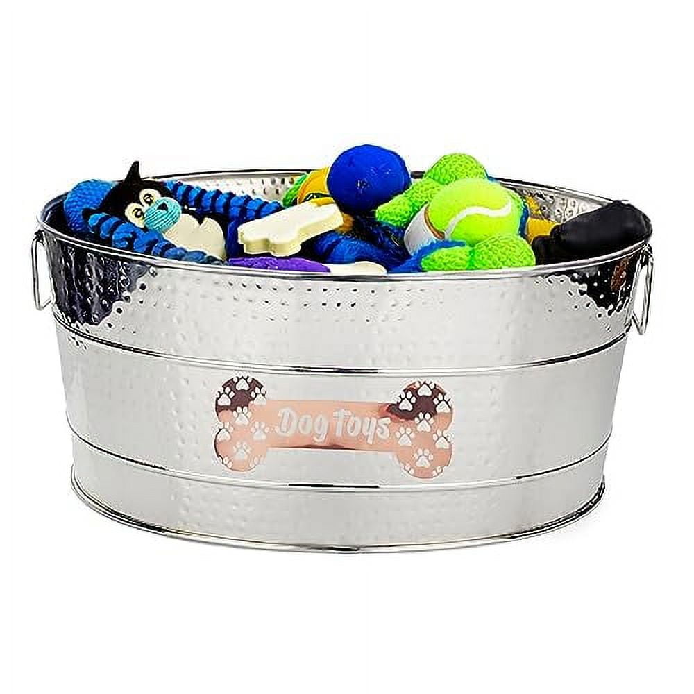 Stainless Steel Indestructible Dog Toy Bin - Pet Storage Bin with ...