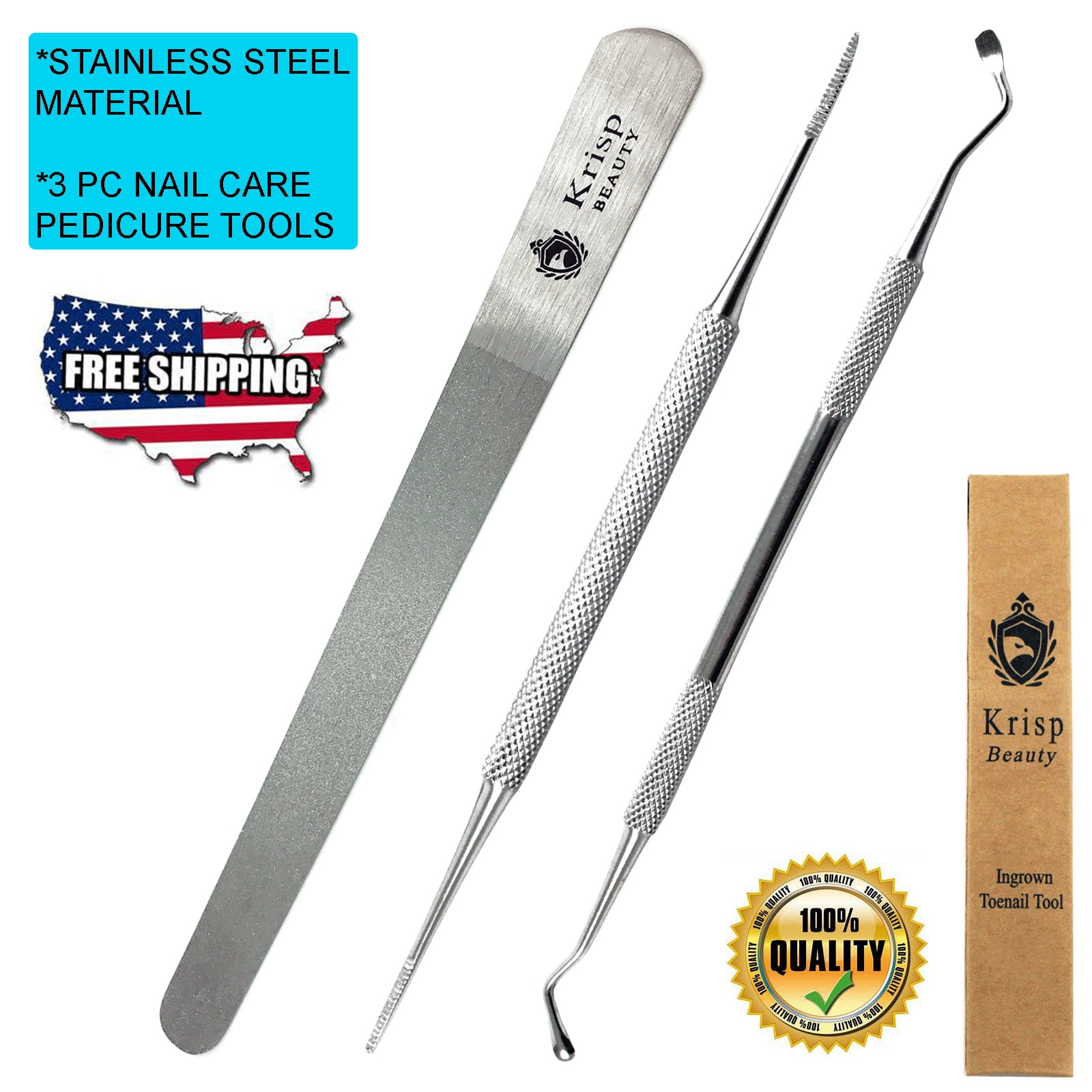 Stainless Steel Ingrown Toenail Lifter Cleaner Nail File Double Ended ...