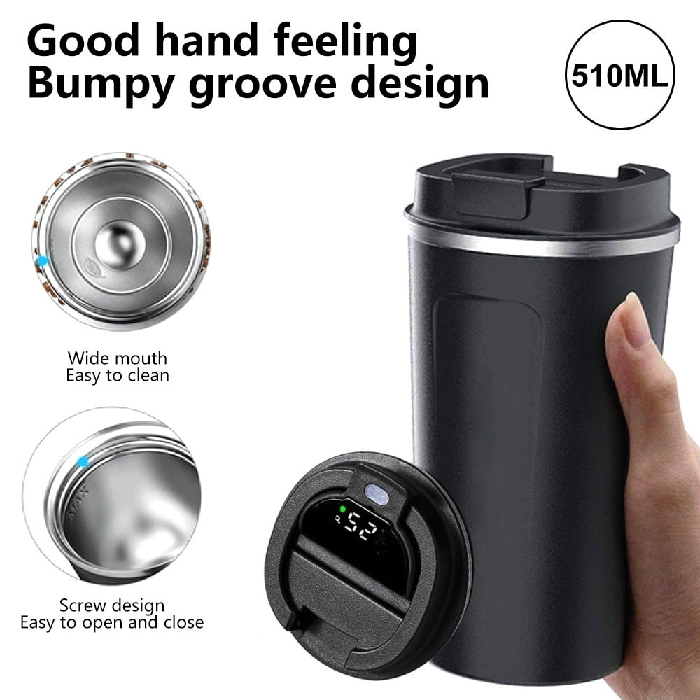 Stainless Steel Insulated 510ml Coffee Mug with Ultimate Convenience Temperature Display and ...