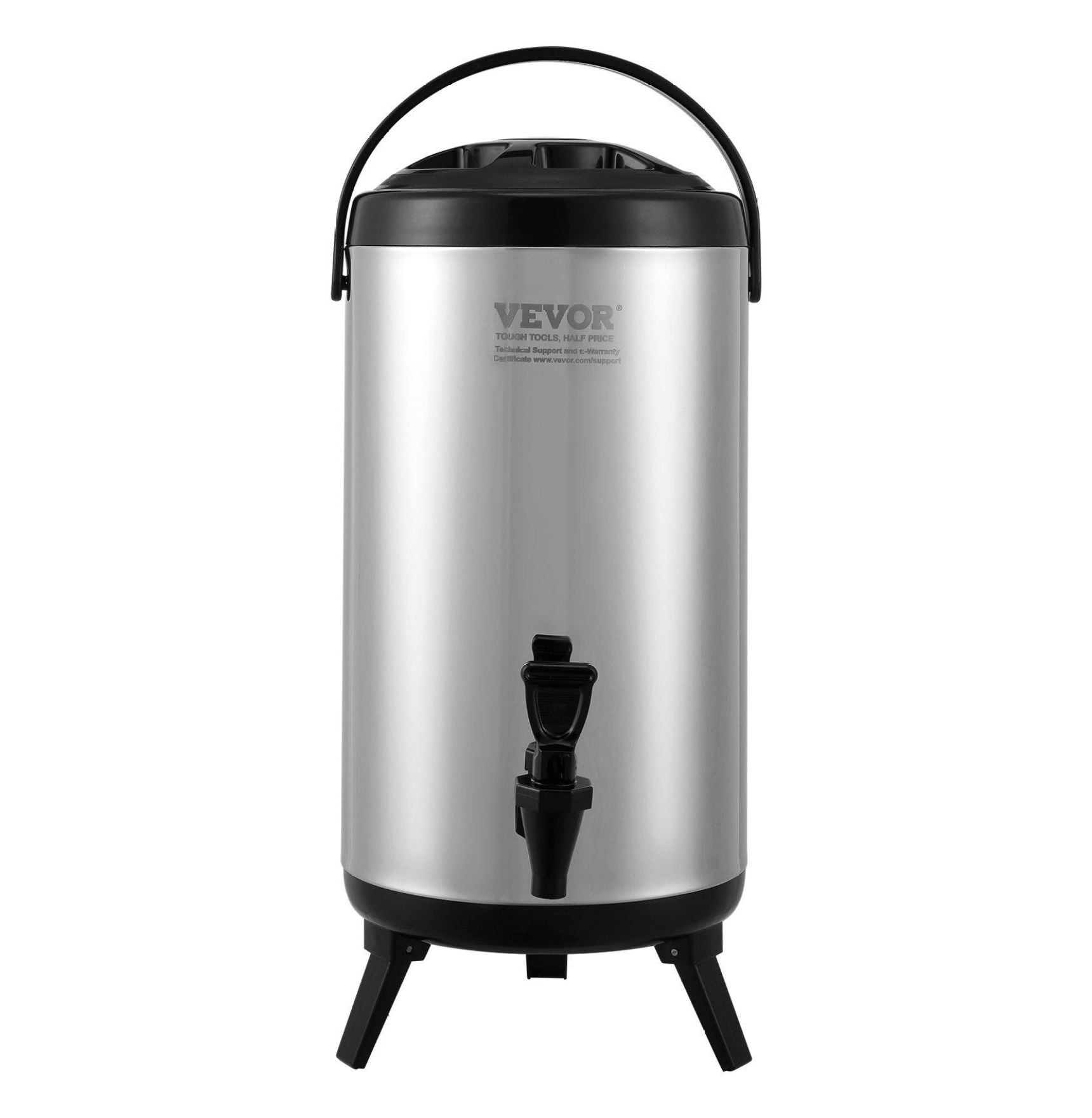 Stainless Steel Insulated Beverage Dispenser, 2.4 Gallon 9.2 Liter ...