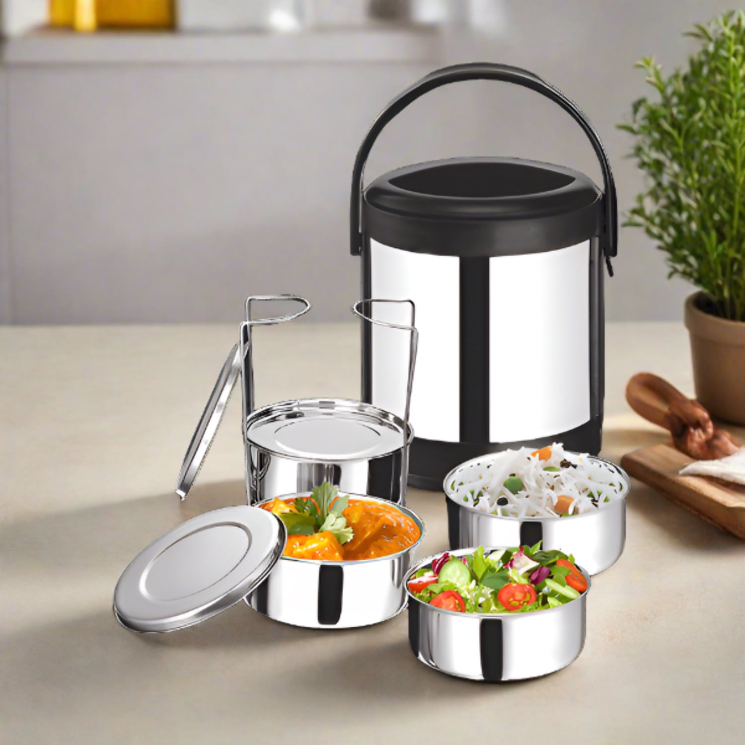 Stainless Steel Insulated Blue Bell Tiffin | Available in 3 & 4 Tiers ...