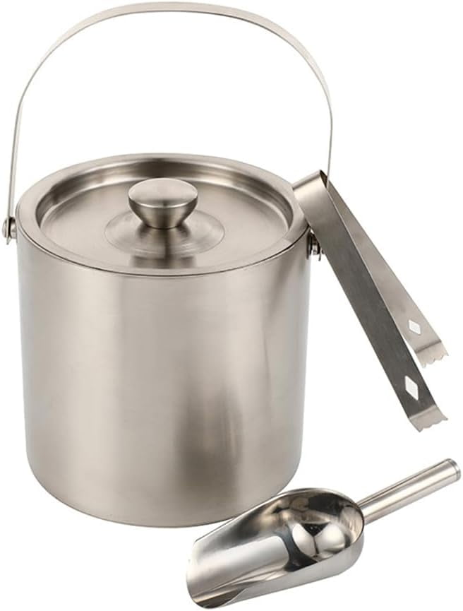 Stainless Steel Insulated Ice Bucket With Lid and Ice Tong Comfortable ...