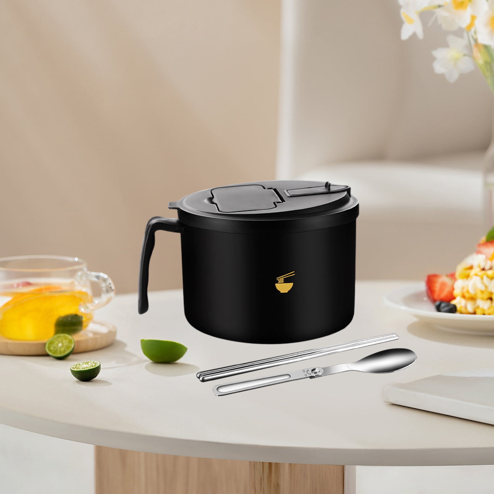 Stainless Steel Insulated Lunch Box with Foldable Cutlery & Phone Stand ...